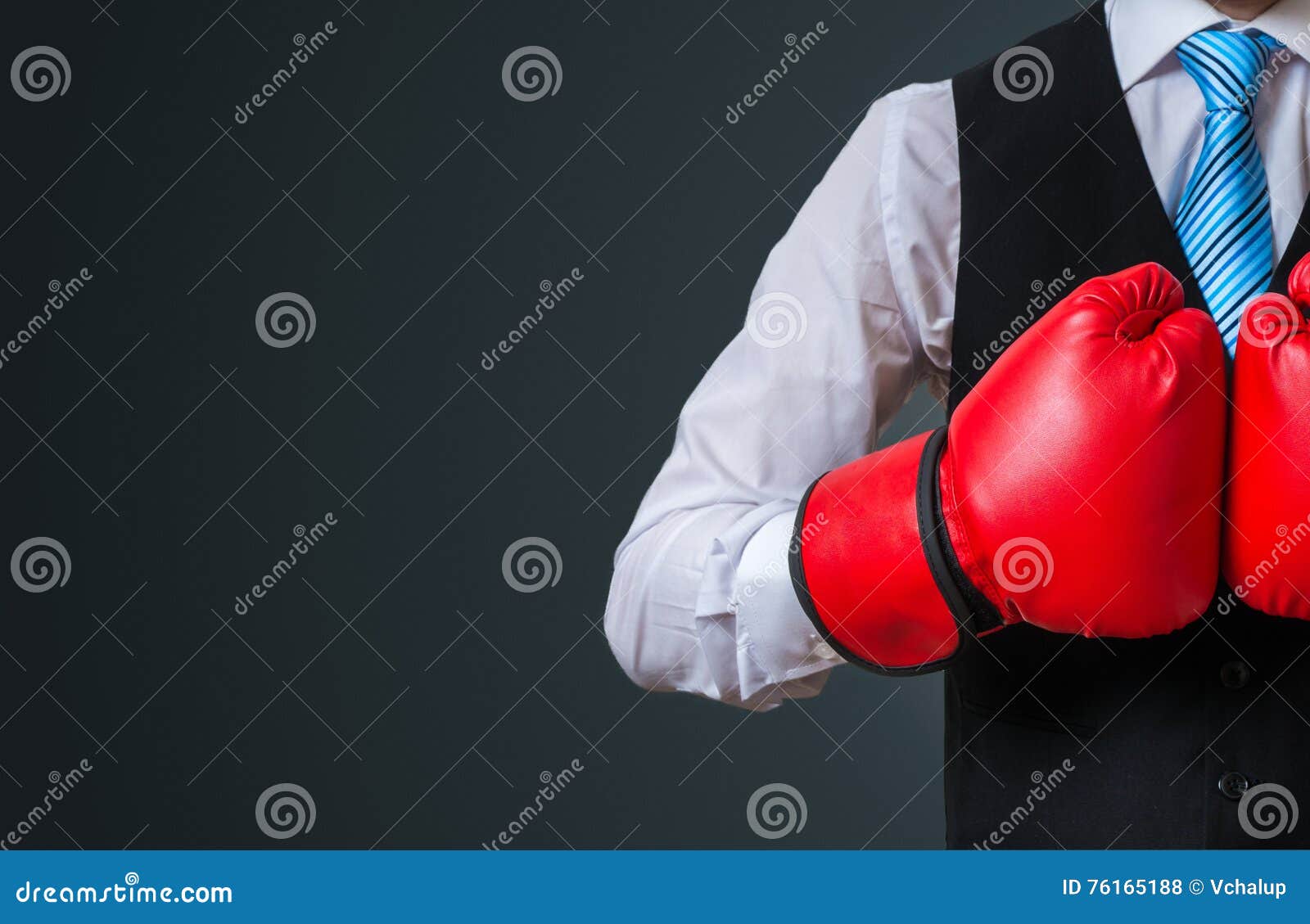 Boxing Manager with Red Gloves on Black Background Stock Photo - Image ...