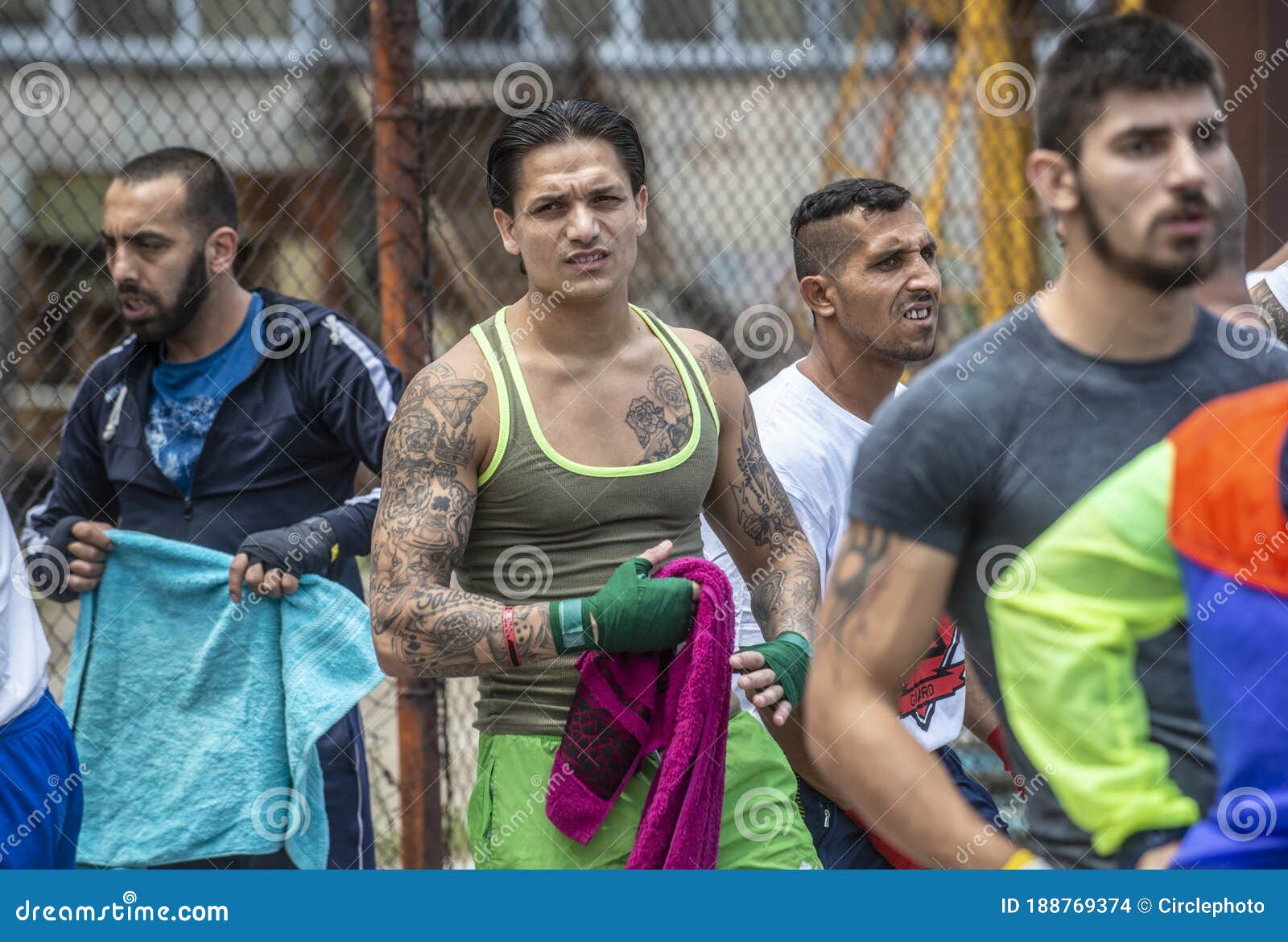 Boxing match in the prison editorial stock image. Image of fighter ...