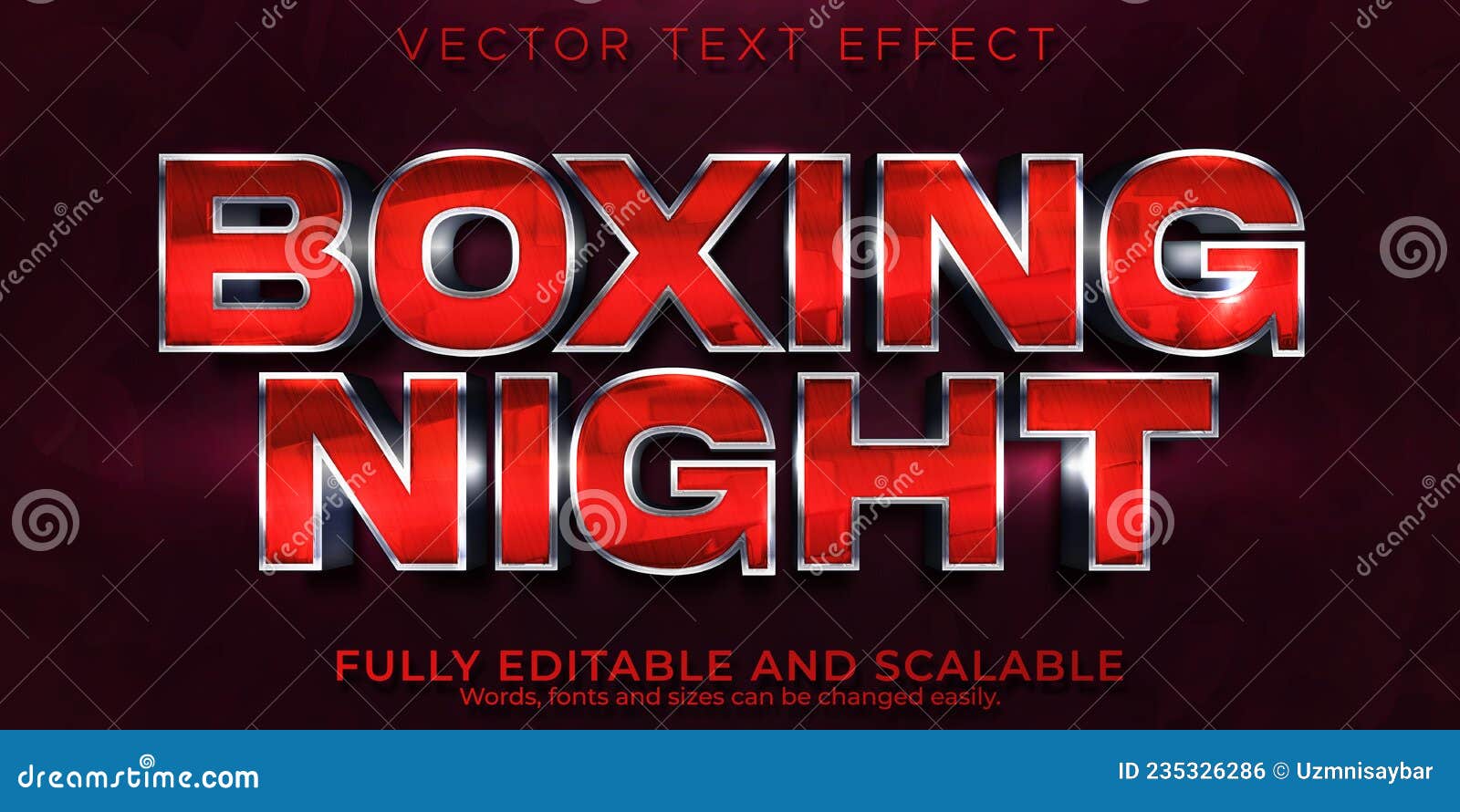 Boxing Night Text Effect, Editable Metallic and Red Text Style Stock ...