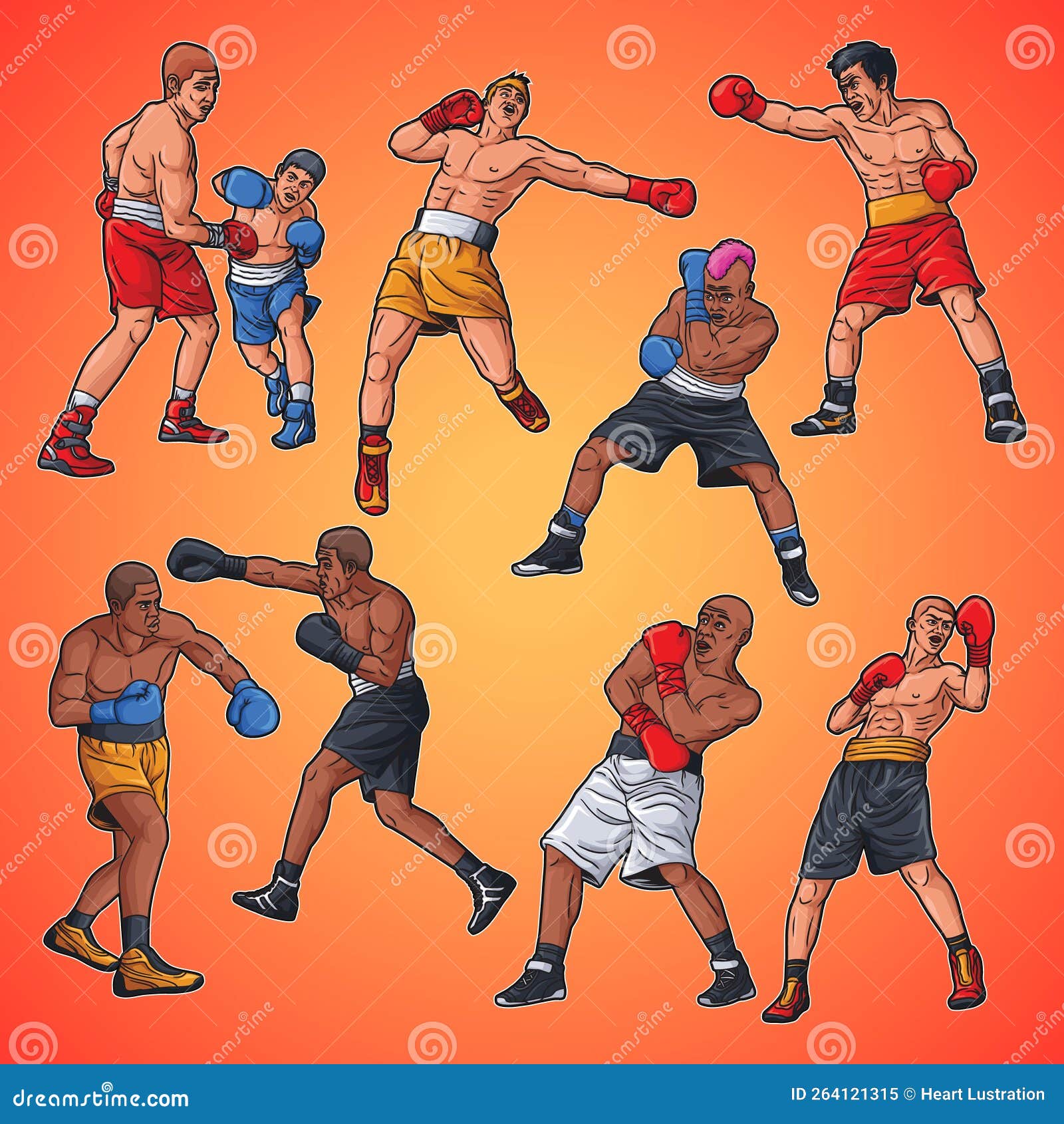 Boxing Poses Pack Illustration Stock Vector - Illustration of ...