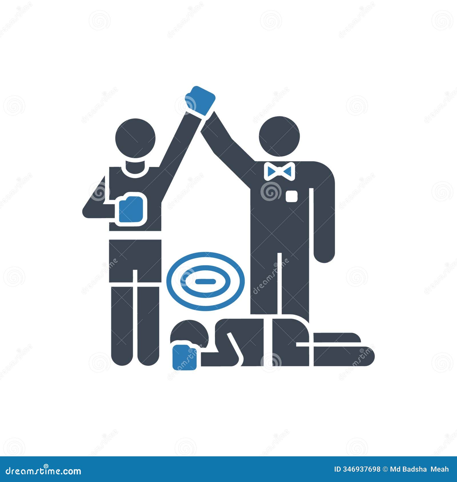 Boxing Referee Counting One. Sports Arbiter. Judge In Ring. Cartoon ...