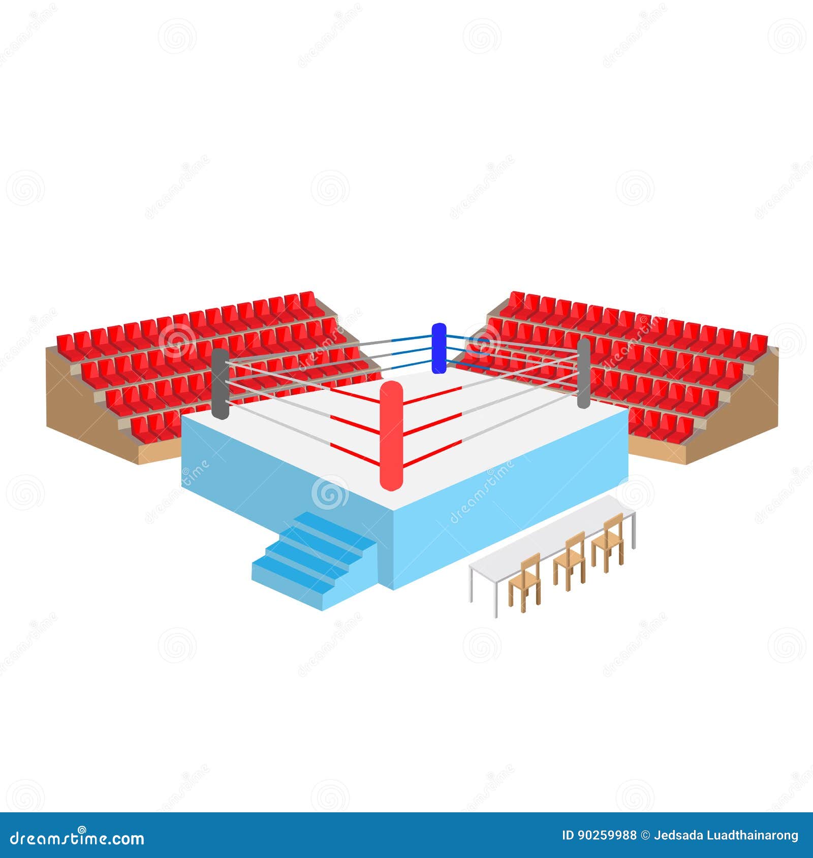 Boxing Ring Arena with Empty Seats Stock Vector - Illustration of ...