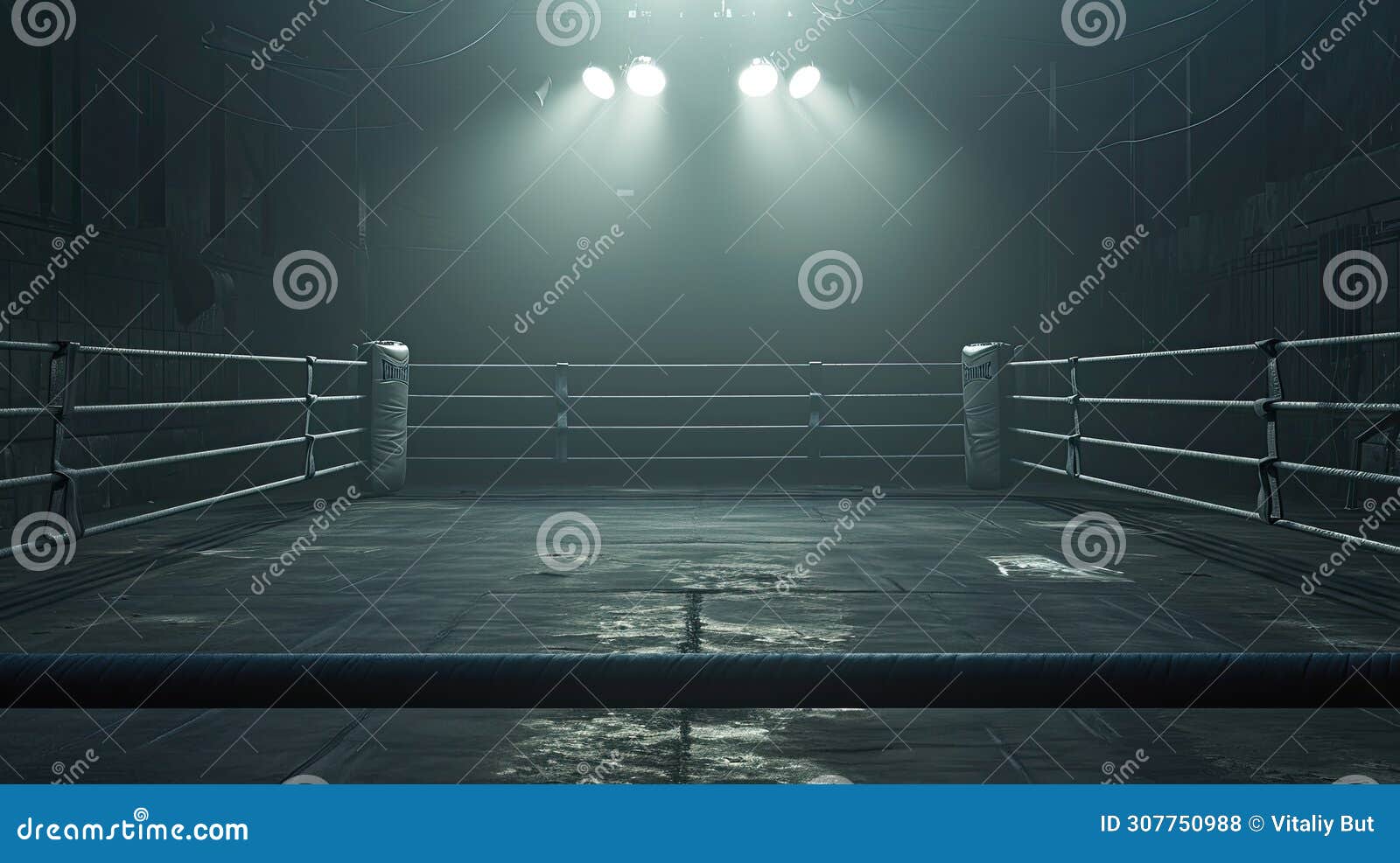 Illuminated Boxing Ring during Fight Night. Generative AI. Stock Photo ...