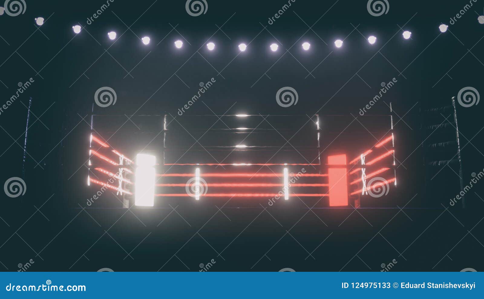 Boxing Ring in Dramatic Lighting. 3D Render Stock Illustration ...