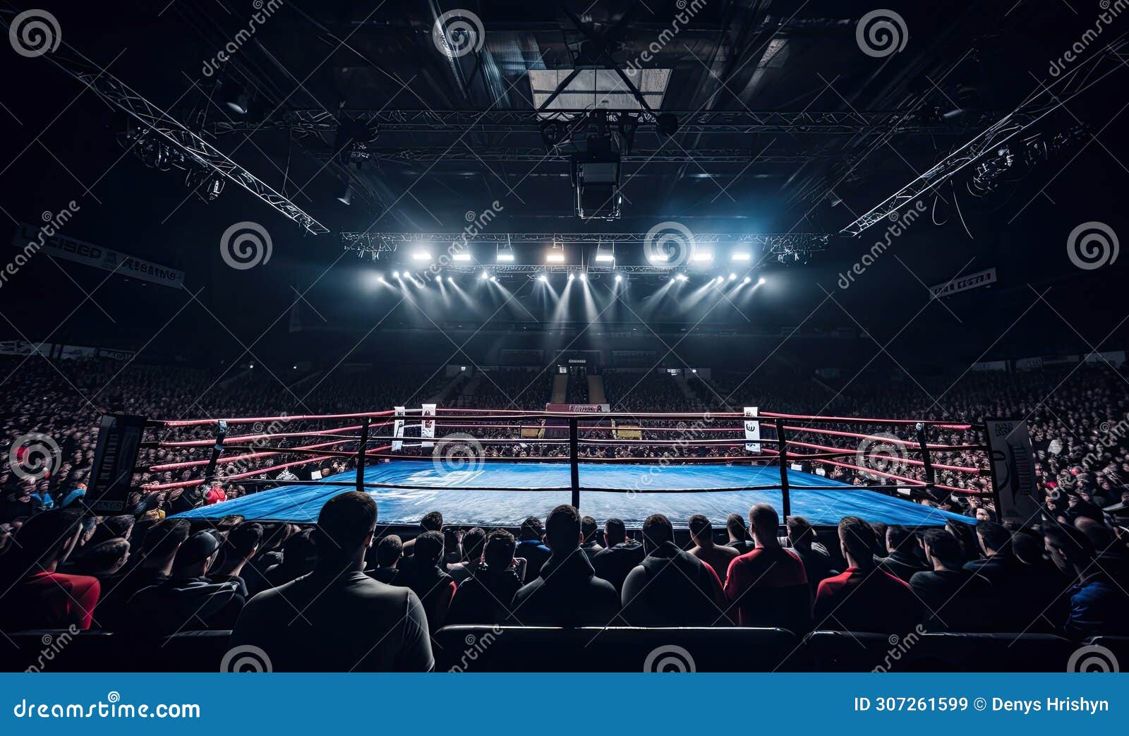 Boxing Ring with Crowd of Spectators Stock Illustration - Illustration ...