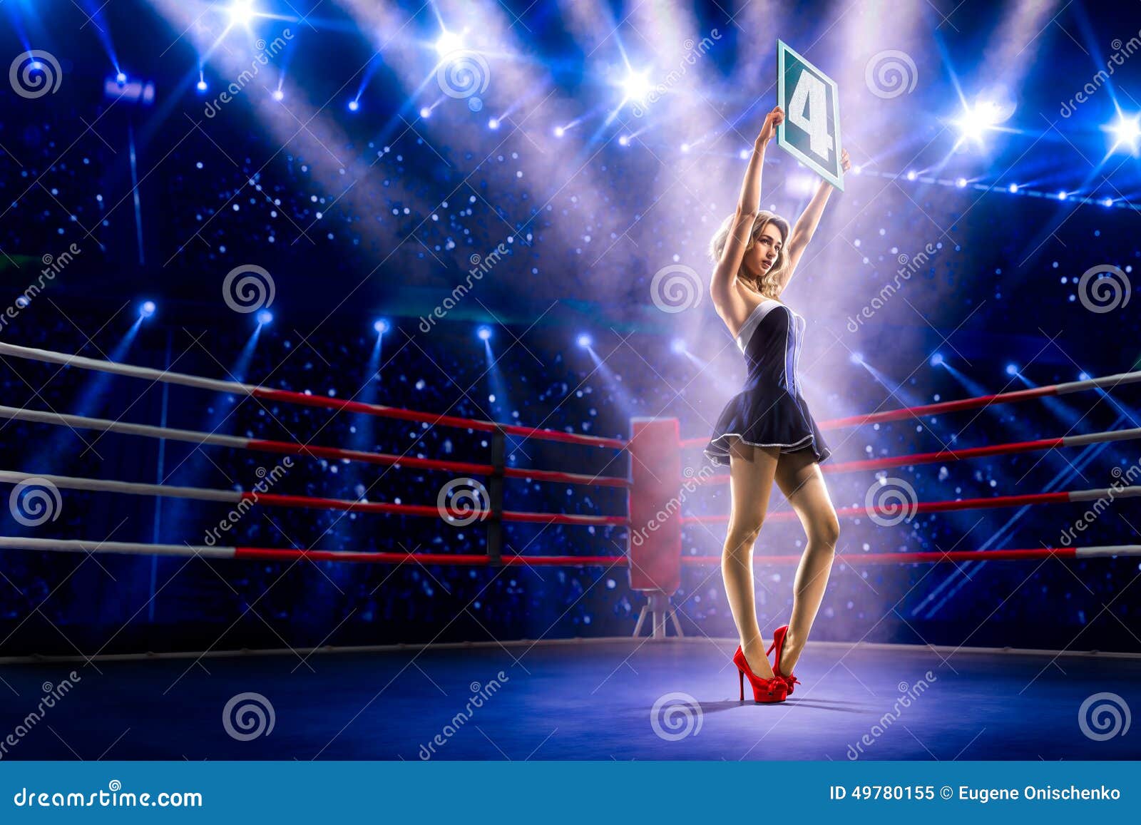 Boxing Ring Girl is Holding the Number Stock Image - Image of leisure ...