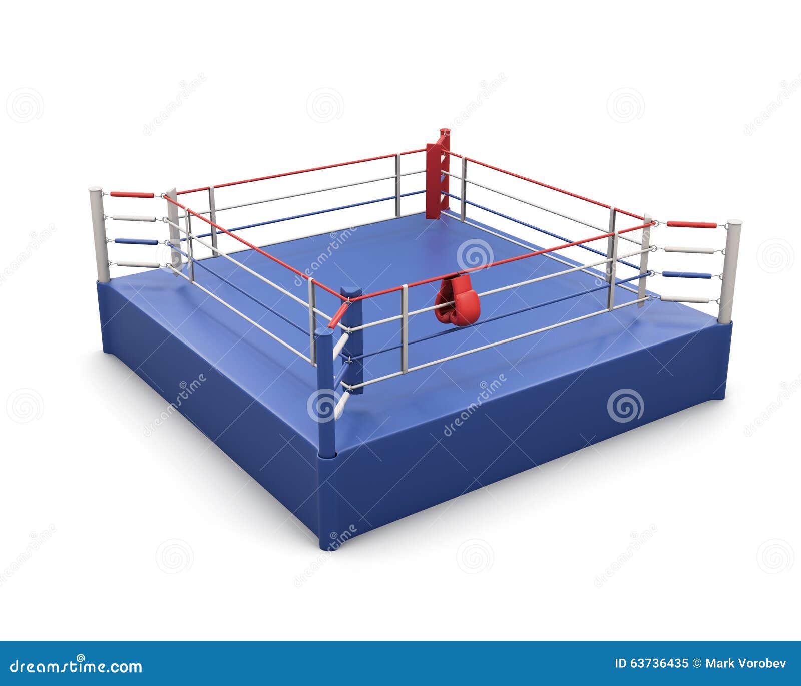 Boxing Ring and Gloves on the Ropes. 3d. Stock Illustration ...
