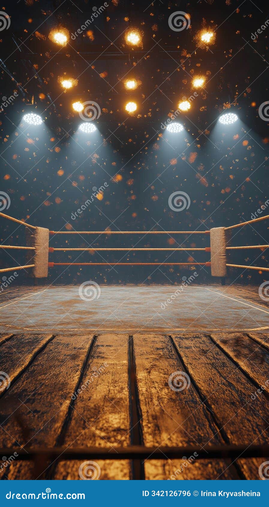 Illuminated Boxing Ring Ready for a Match with Vibrant Lights and a ...