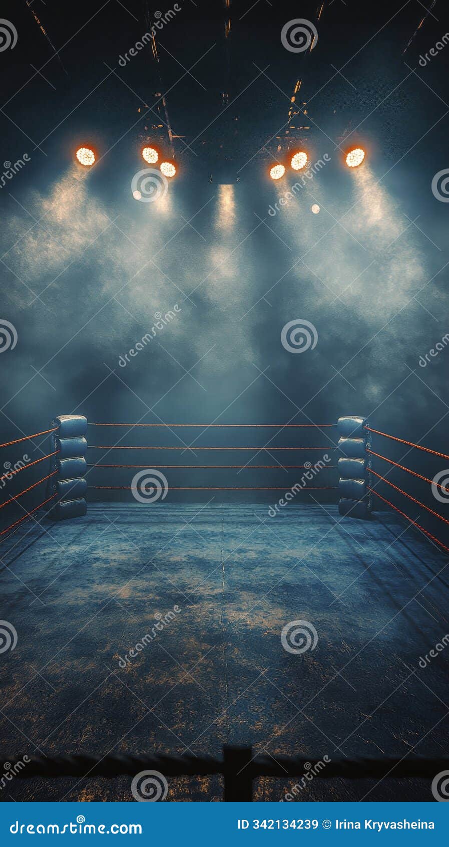 Illuminated Boxing Ring Ready for a Match with Vibrant Lights and a ...