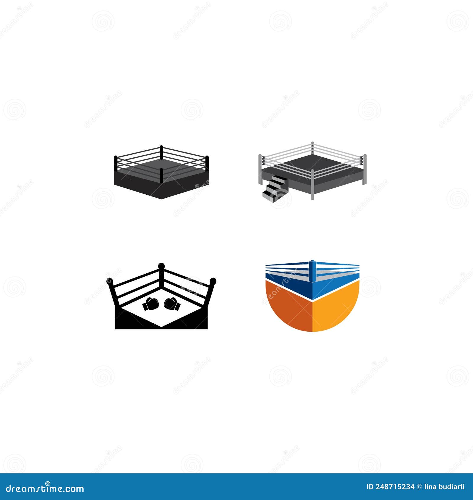 Boxing ring icon stock vector. Illustration of wireframe - 248715234