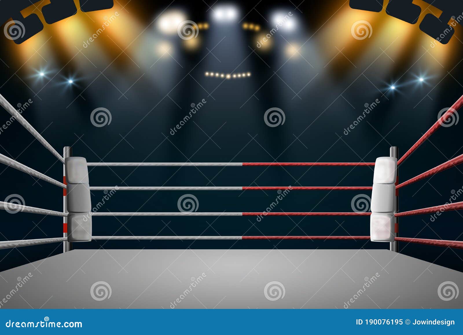 Boxing Ring with Illumination by Spotlights. Stock Image - Image of ...