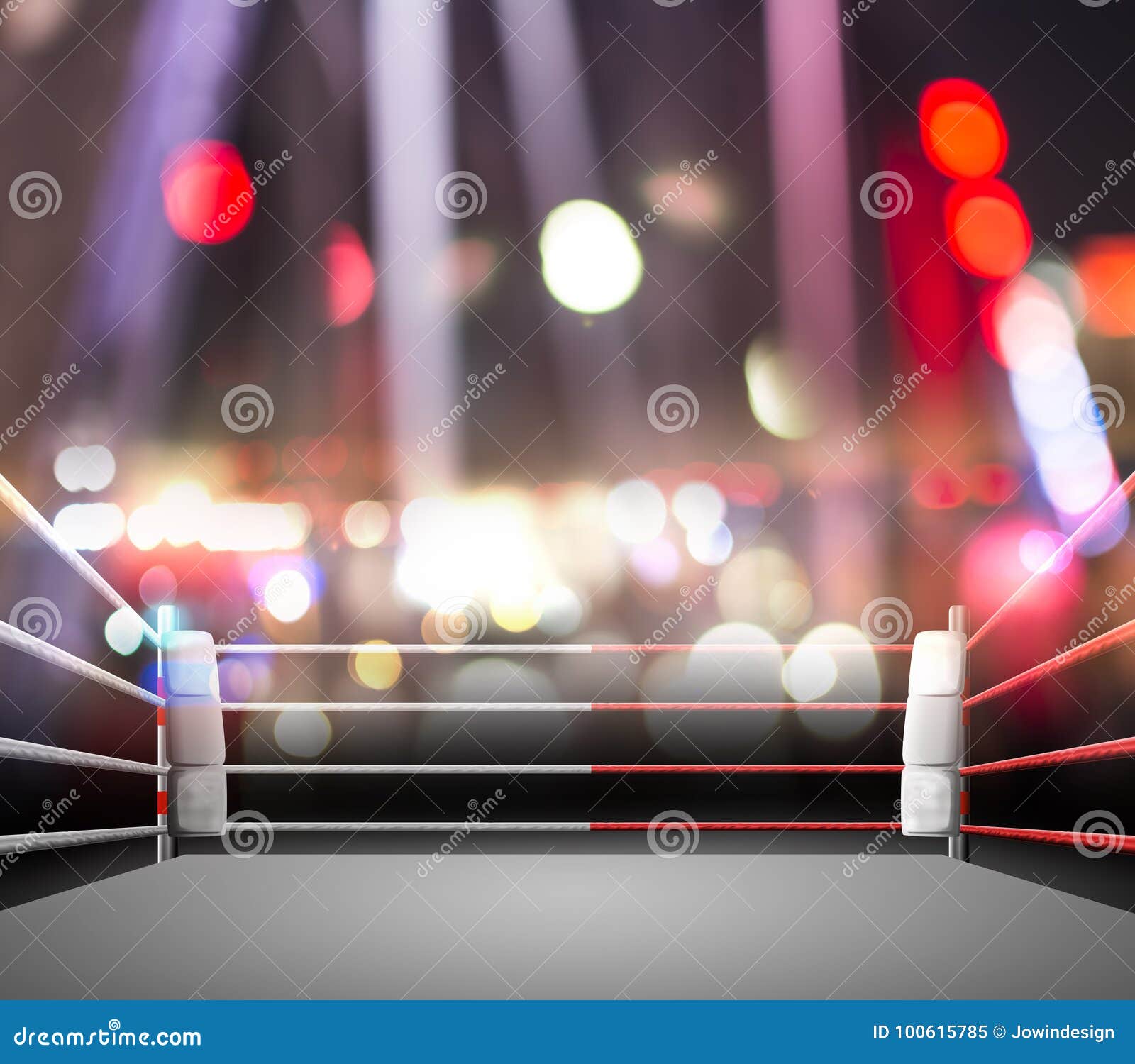 Boxing Ring with Illumination by Spotlights. Digital Effect 3d R Stock ...