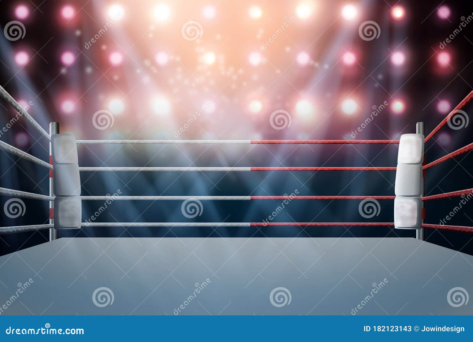 Boxing Ring with Illumination by Spotlights. Stock Image - Image of ...