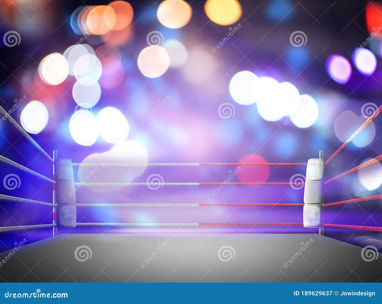 Boxing Ring with Illumination by Spotlights. Stock Image - Image of ...