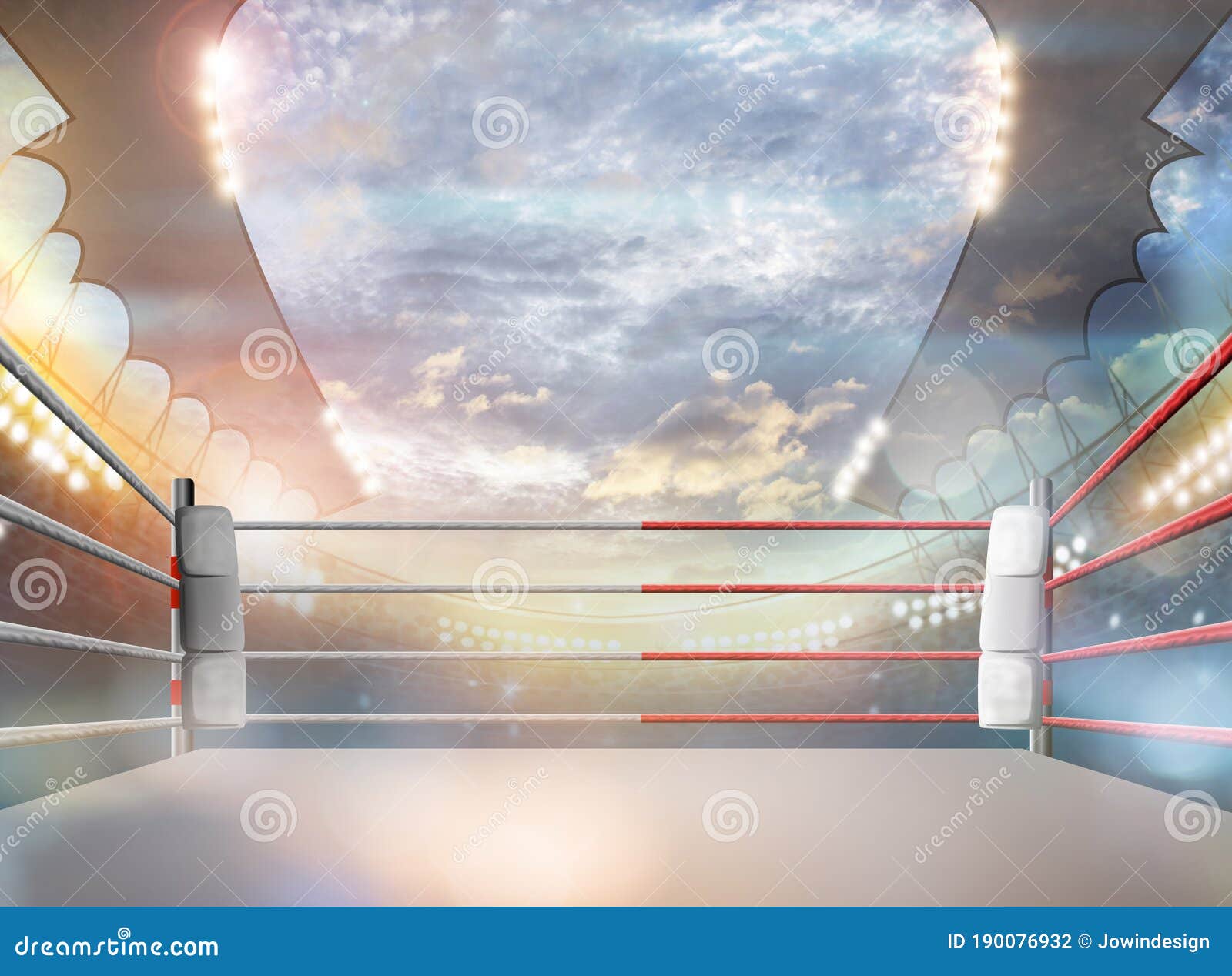 Boxing Ring with Illumination by Spotlights. Stock Photo - Image of ...