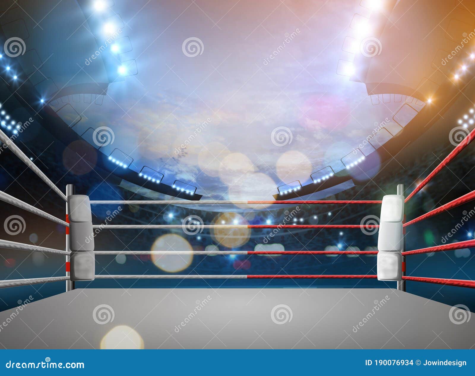Boxing Ring with Illumination by Spotlights. Stock Photo - Image of ...