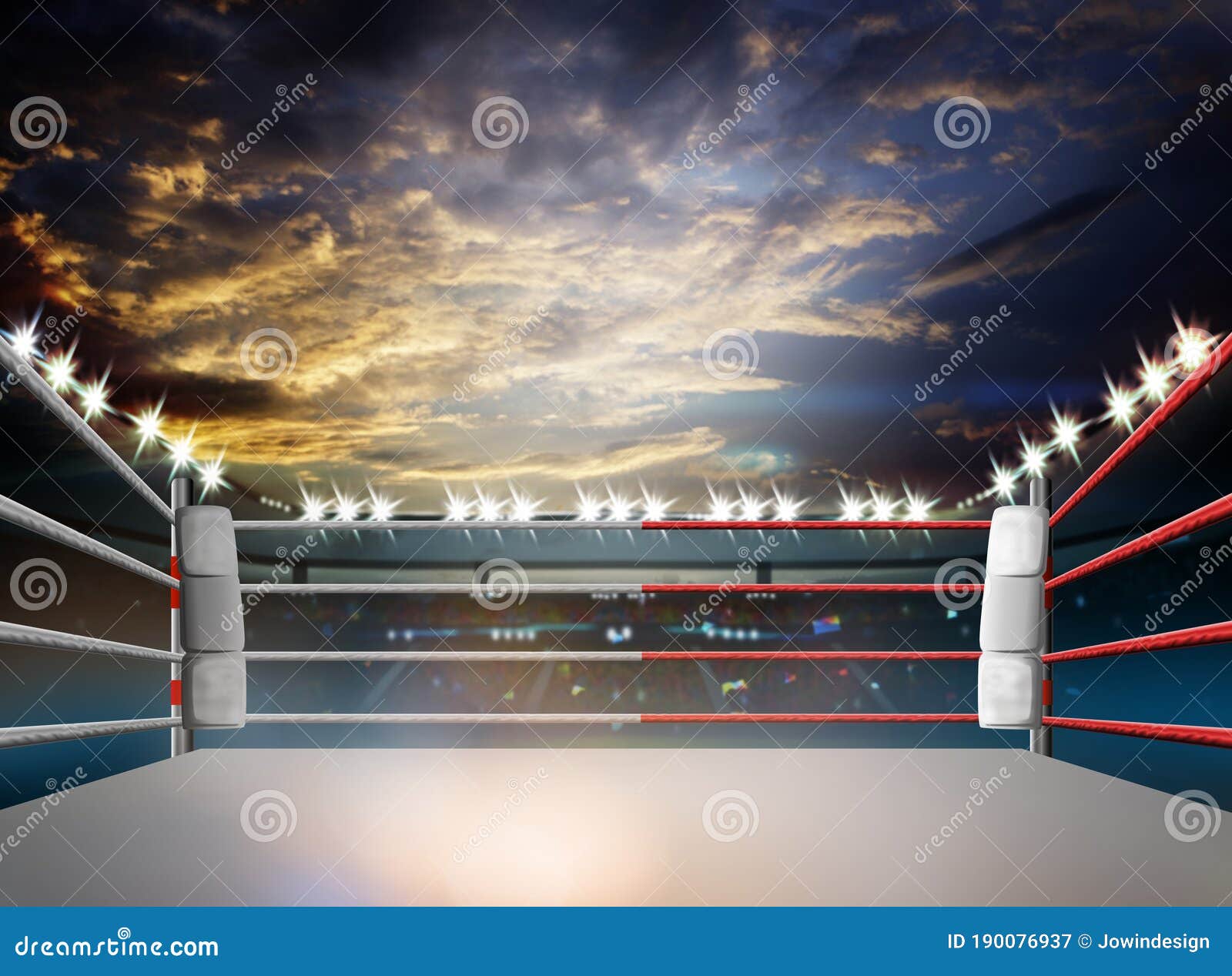 Boxing Ring with Illumination by Spotlights. Stock Image - Image of ...