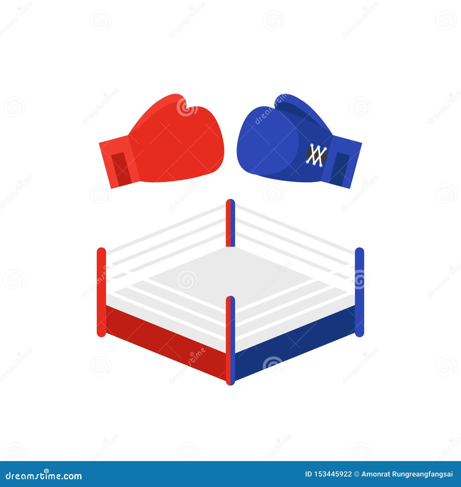 Boxing Ring between Red and Blue Boxing Gloves Stock Vector ...