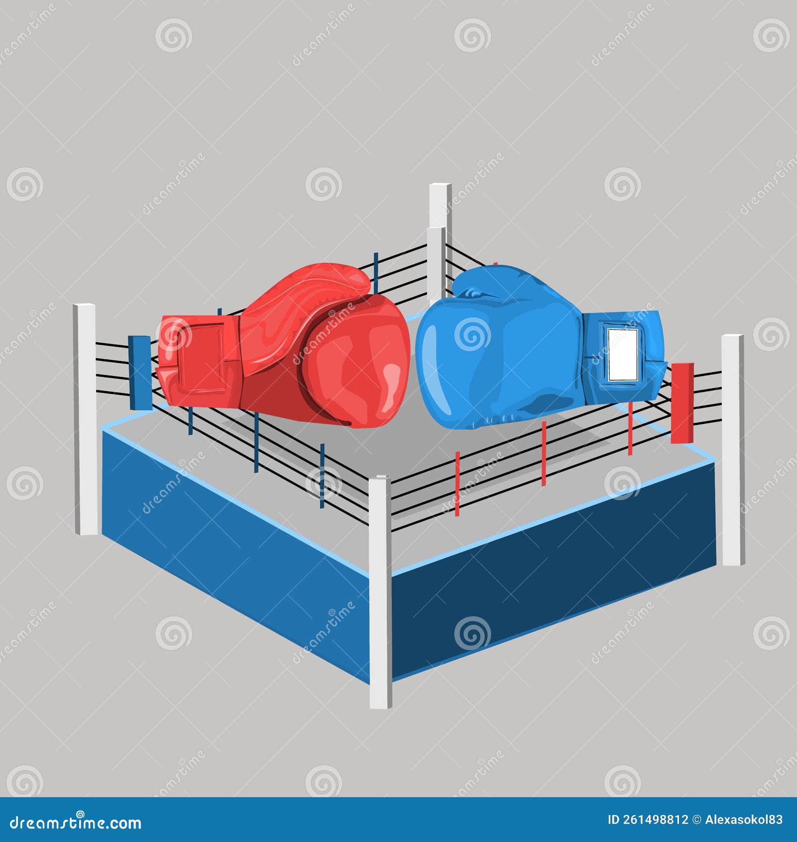 Boxing Ring between Red and Blue Boxing Gloves. Vector Illustration ...