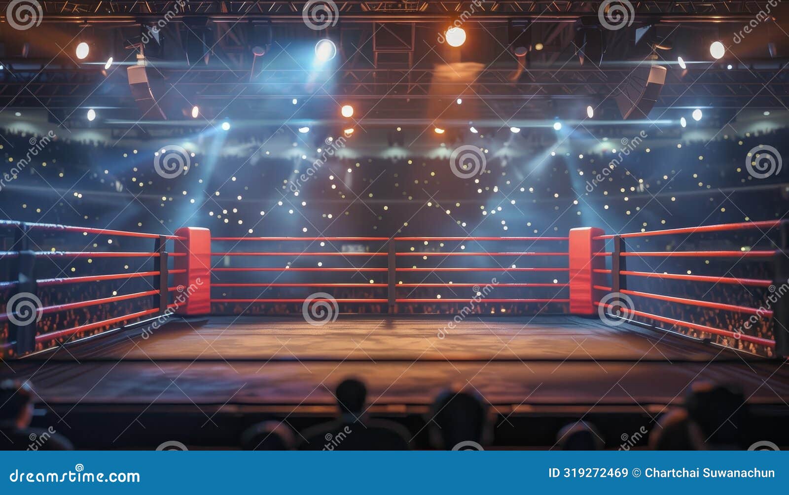 Boxing Ring with Red and White Rings and a Sign by AI Generated Image ...