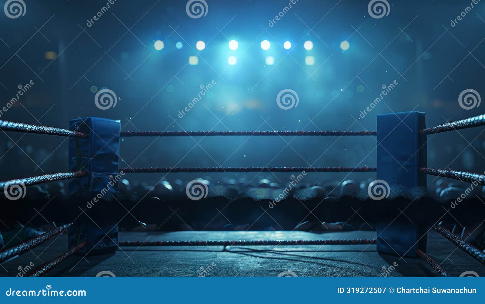 Boxing Ring with Red and White Rings and a Sign by AI Generated Image ...
