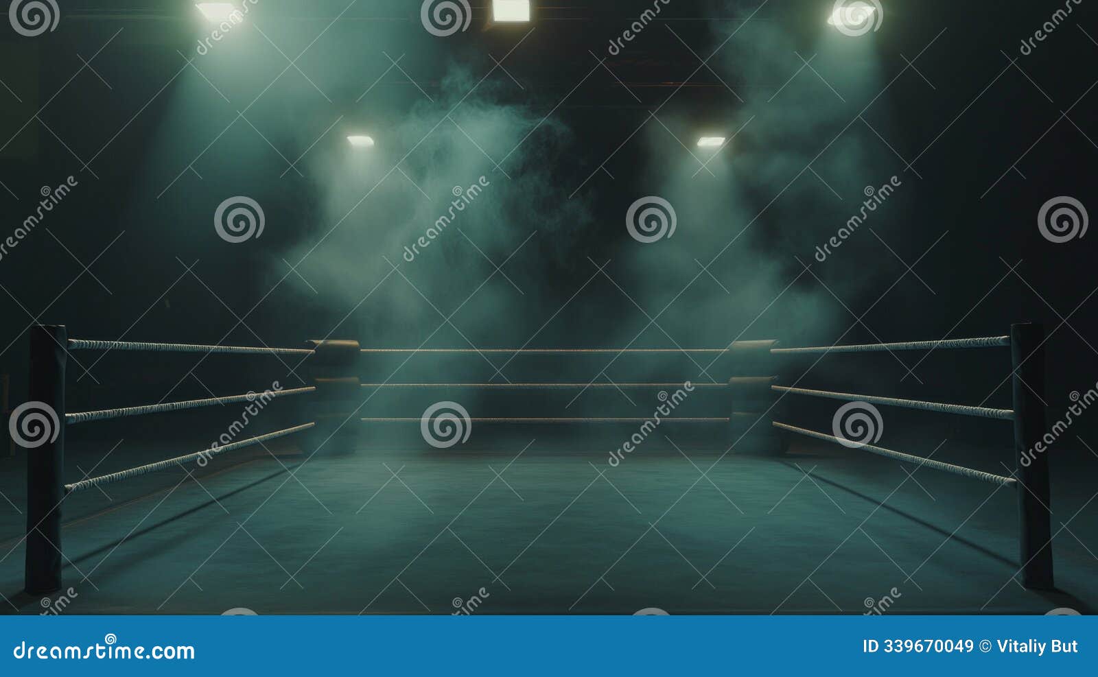 Boxing Ring is Set in a Smoky Atmosphere with Low Key Lighting Creating ...