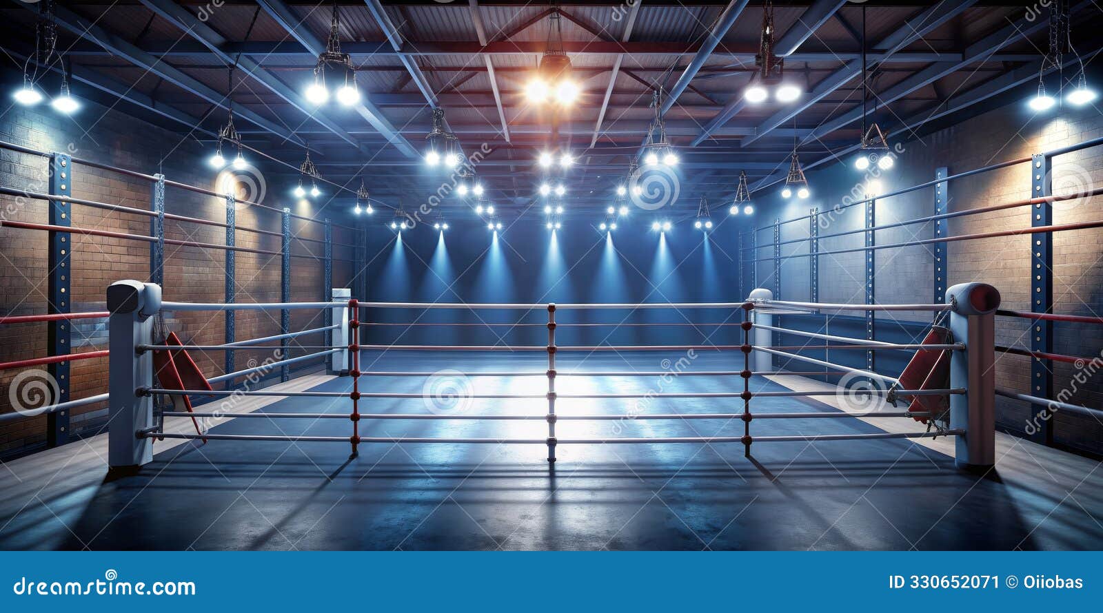 Boxing Ring with Spotlights, 3D Render, Empty, Fight, Boxing, Sports ...