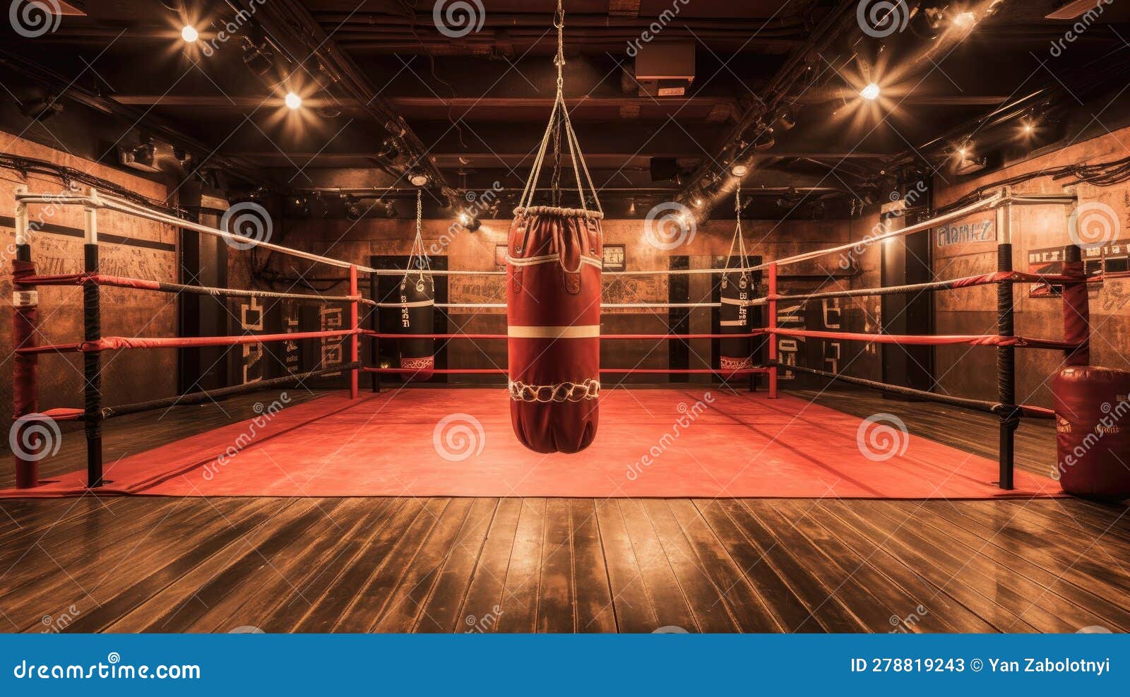 Boxing Ring Surrounded by Ropes and Corner Stools. Generative AI Stock ...
