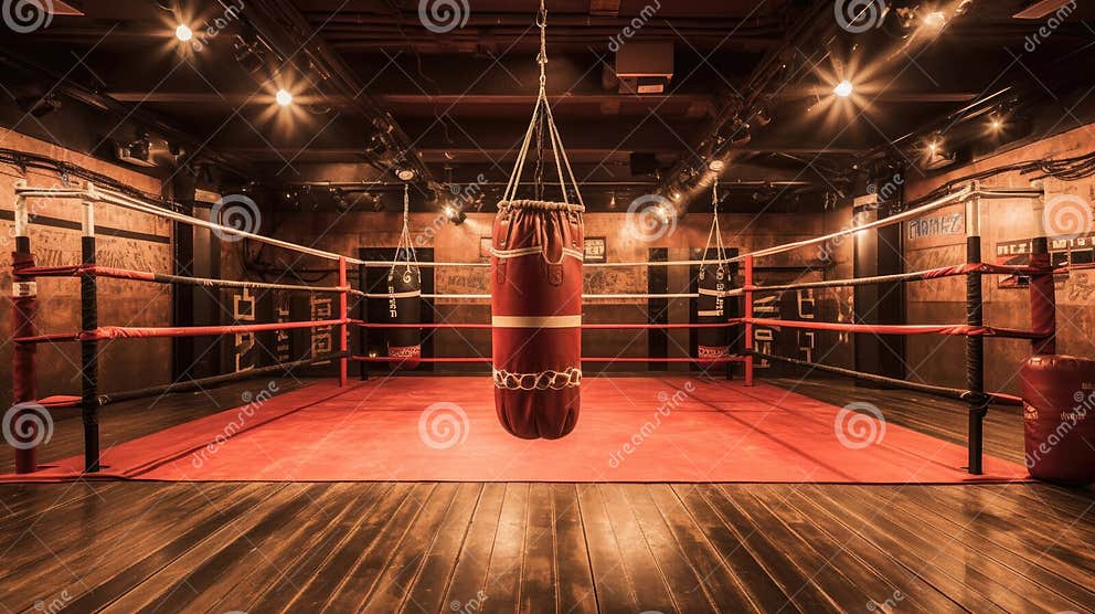 Boxing Ring Surrounded by Ropes and Corner Stools. Generative AI Stock ...