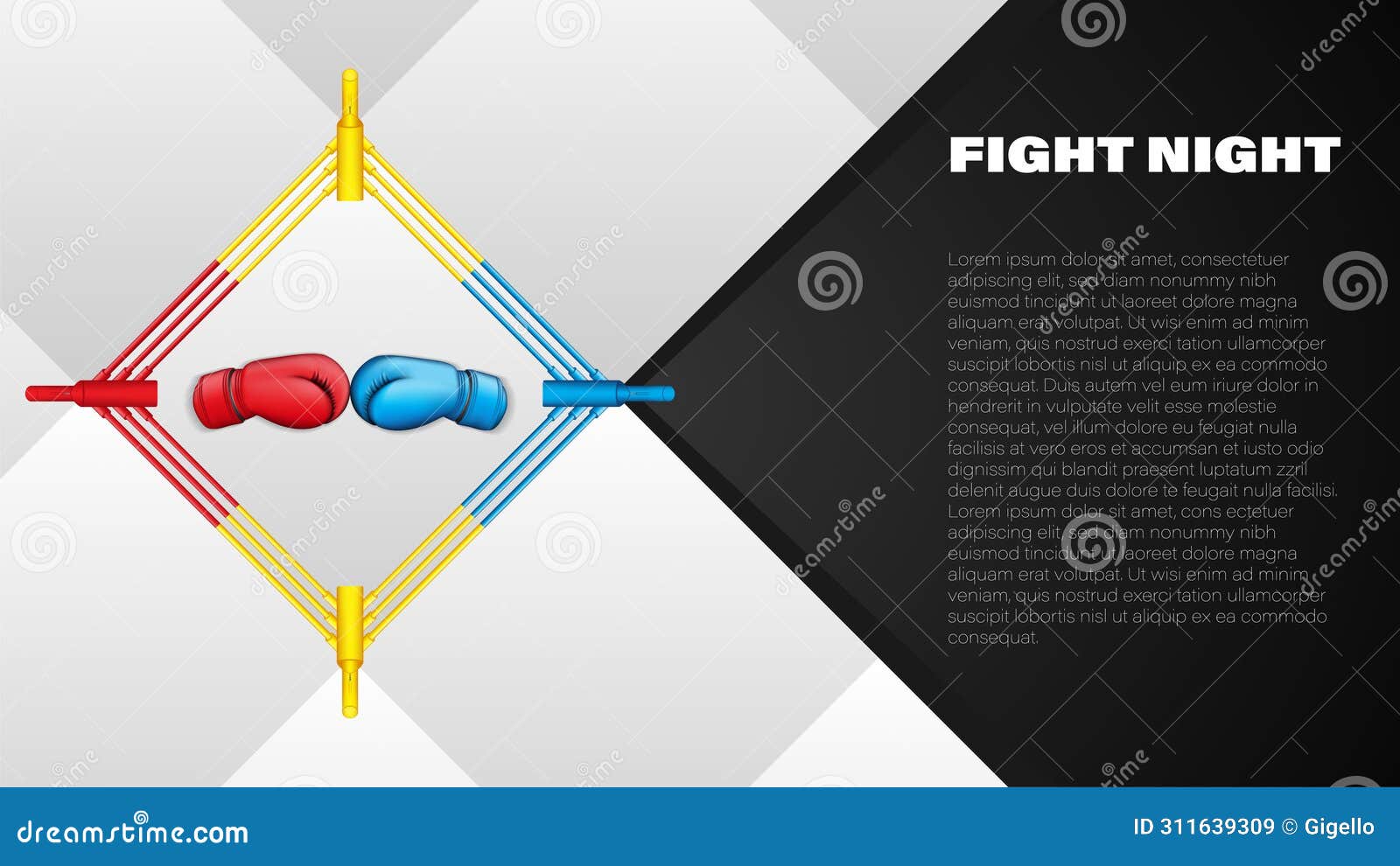 Boxing Ring, Top View, Vector Illustration Stock Vector - Illustration ...