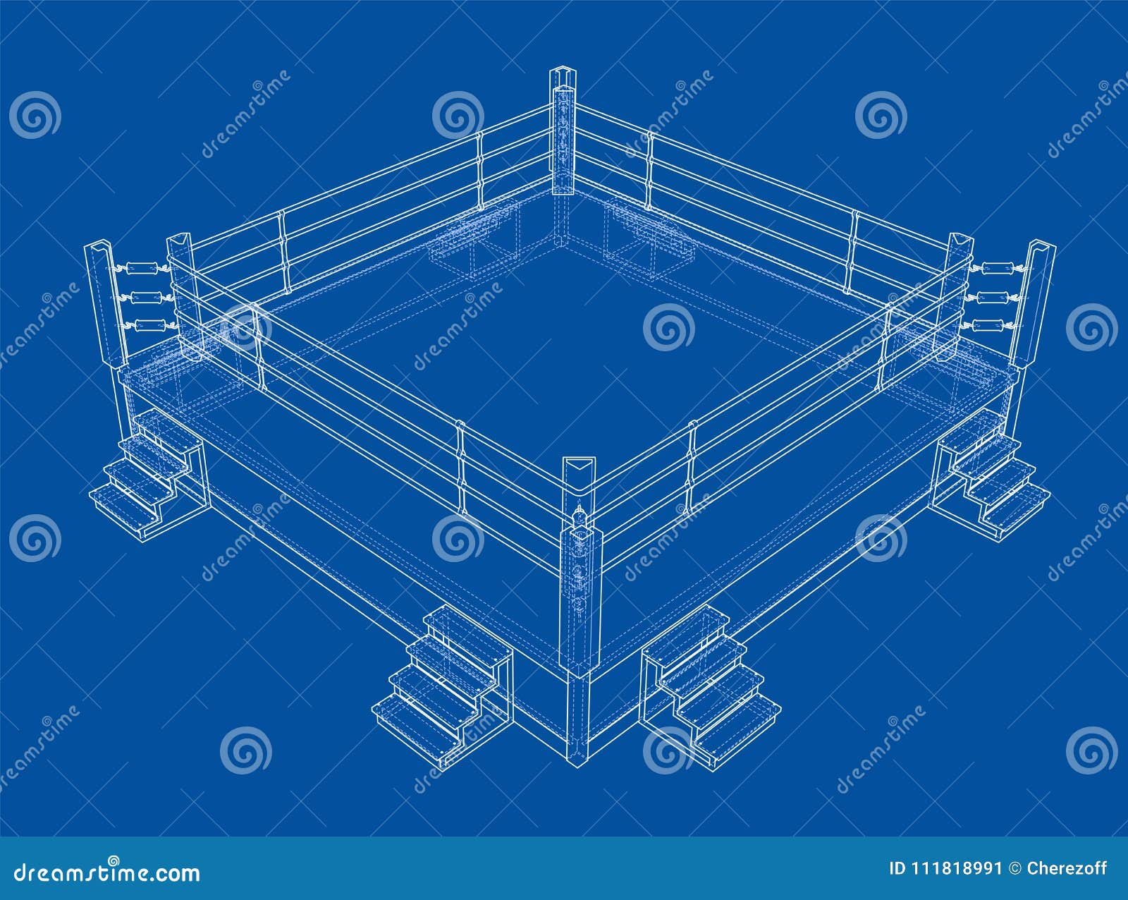 Boxing Ring Isolated on White Background Stock Vector - Illustration of ...