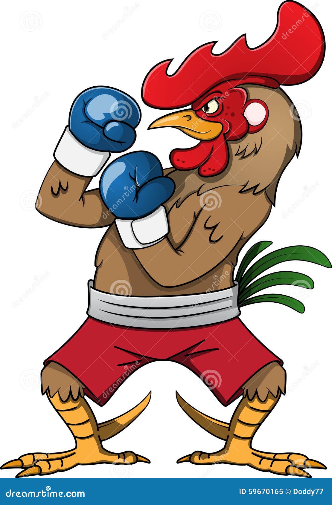 Rooster Boxer Wearing Boxing Championship Belt Cartoon Vector ...