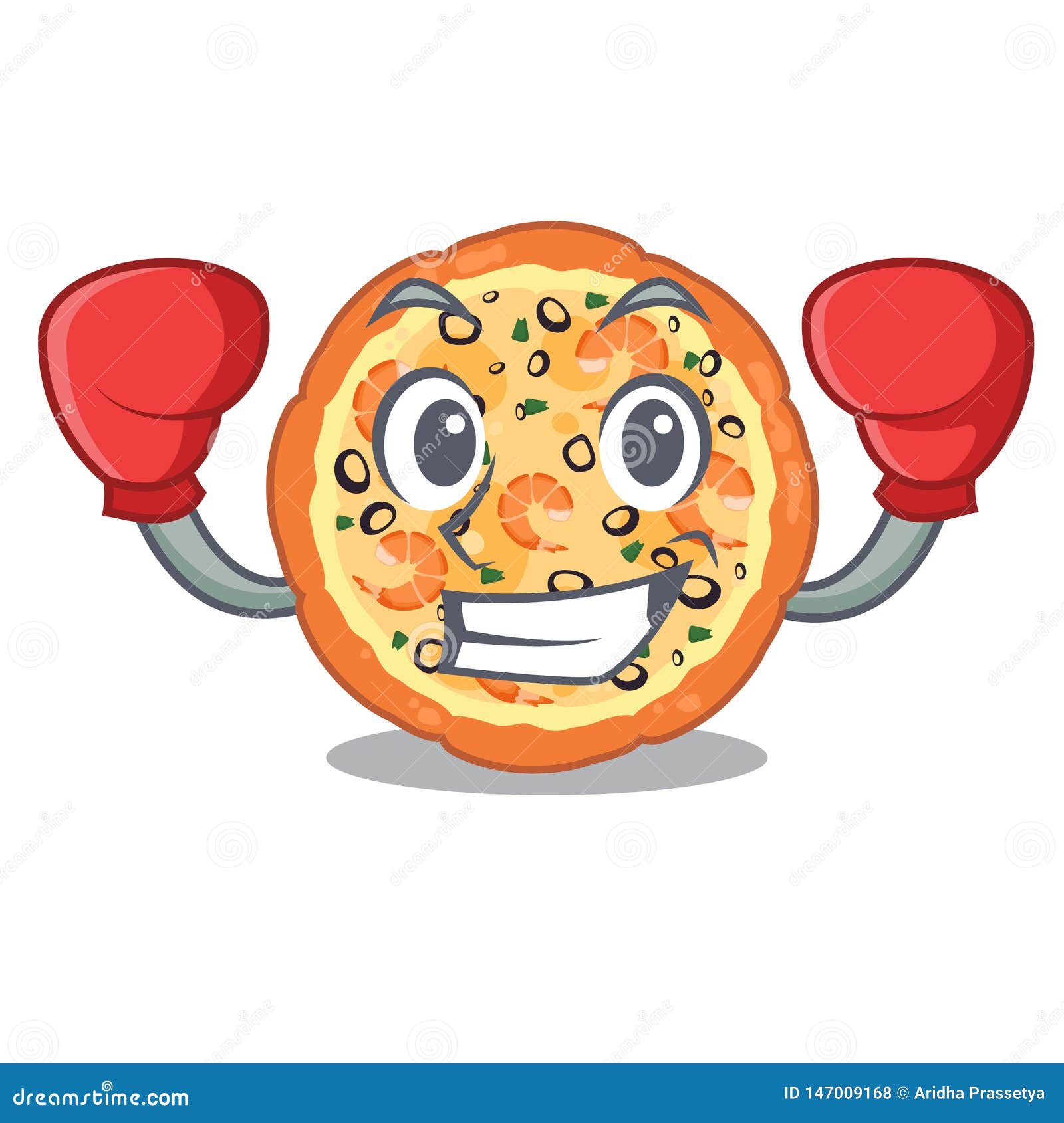 Boxing Seafood Pizza Served on Character Plate Stock Vector ...