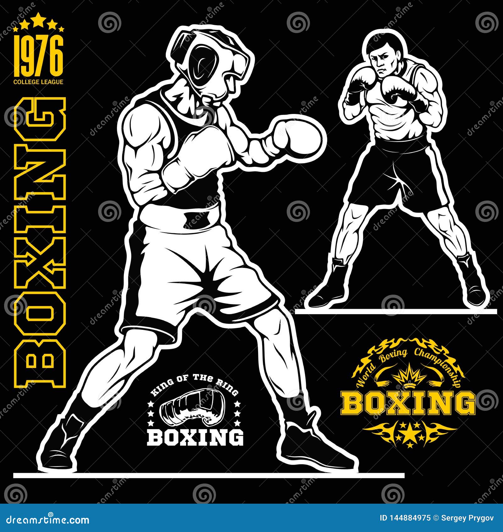 Boxing Set - Boxers, Emblems, Labels, Badges, Logos and Designed ...