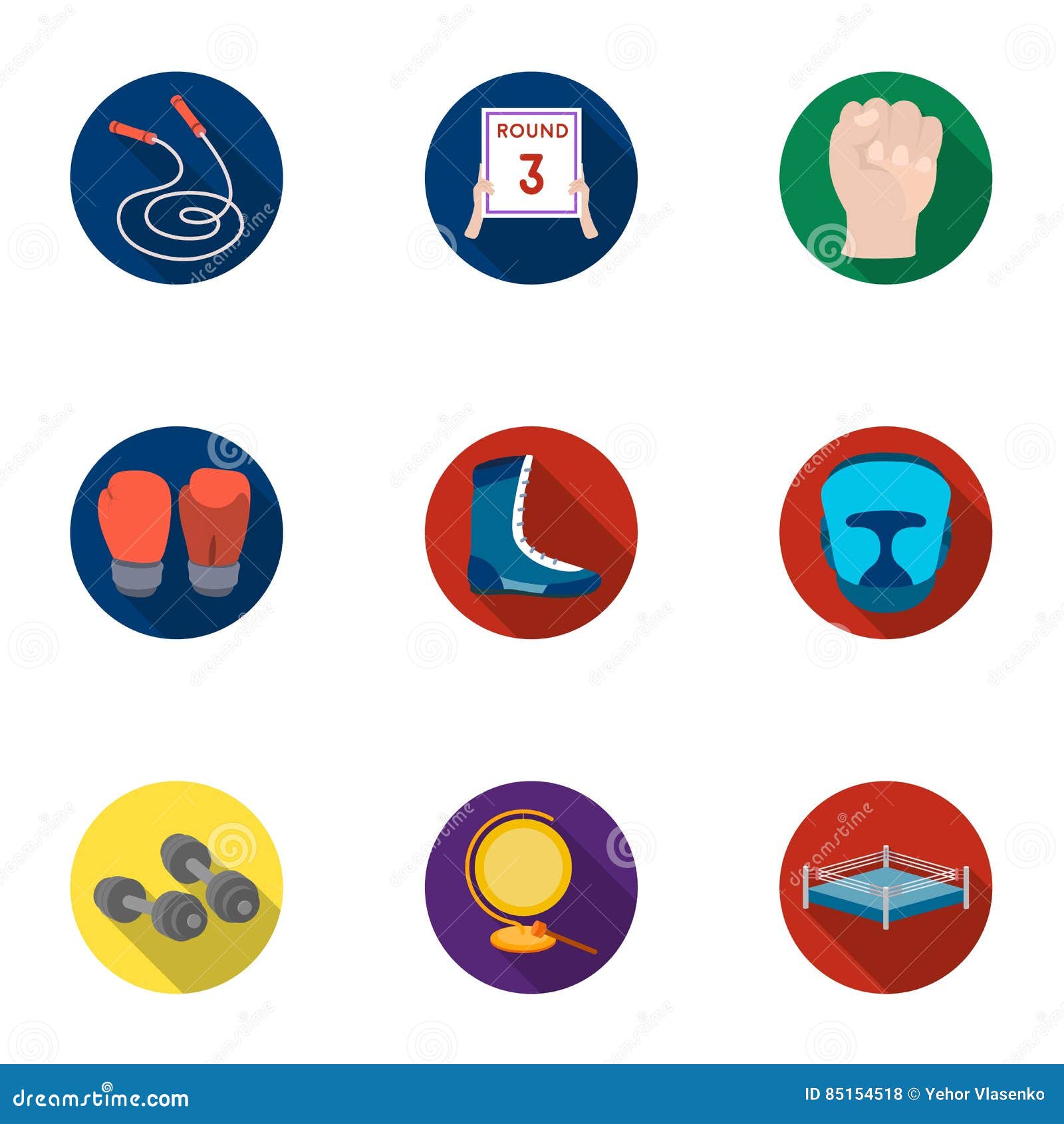 Boxing Set Icons in Flat Style. Big Collection of Boxing Vector Symbol ...