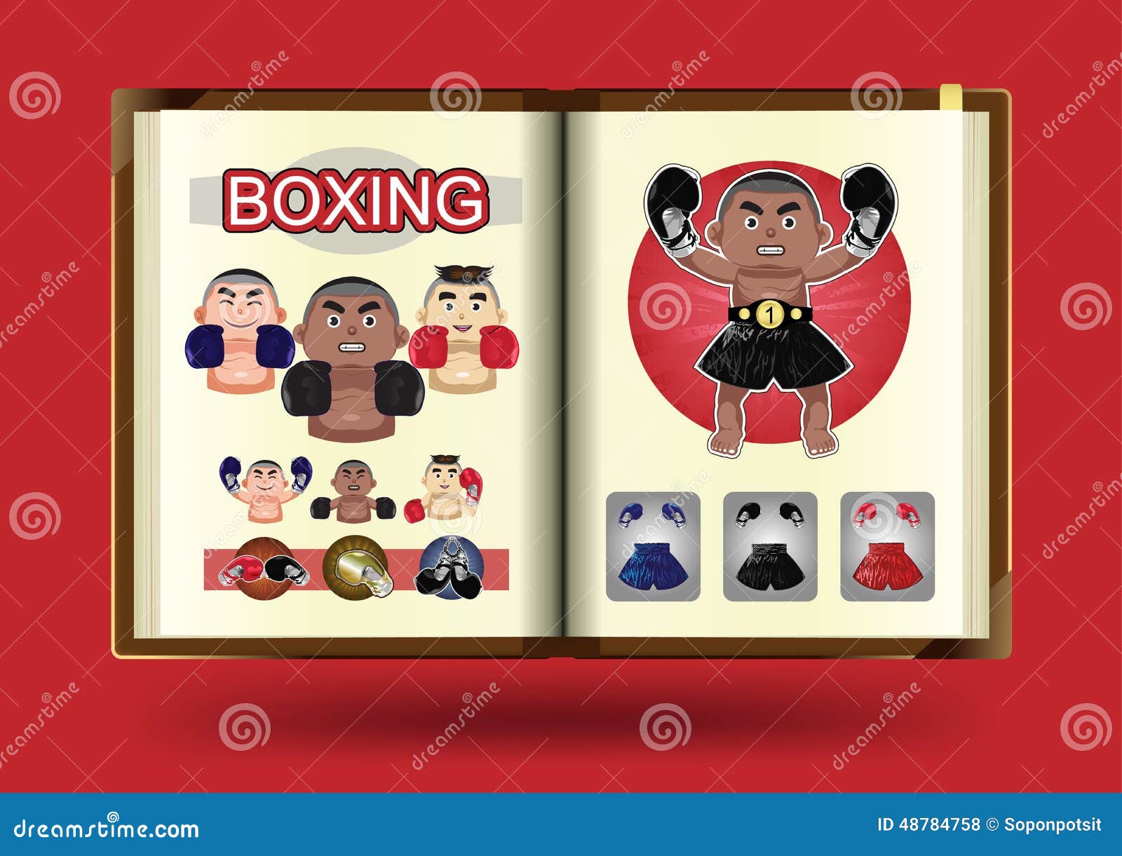Boxing Set on Notebook Page Vector Illustration Stock Vector ...