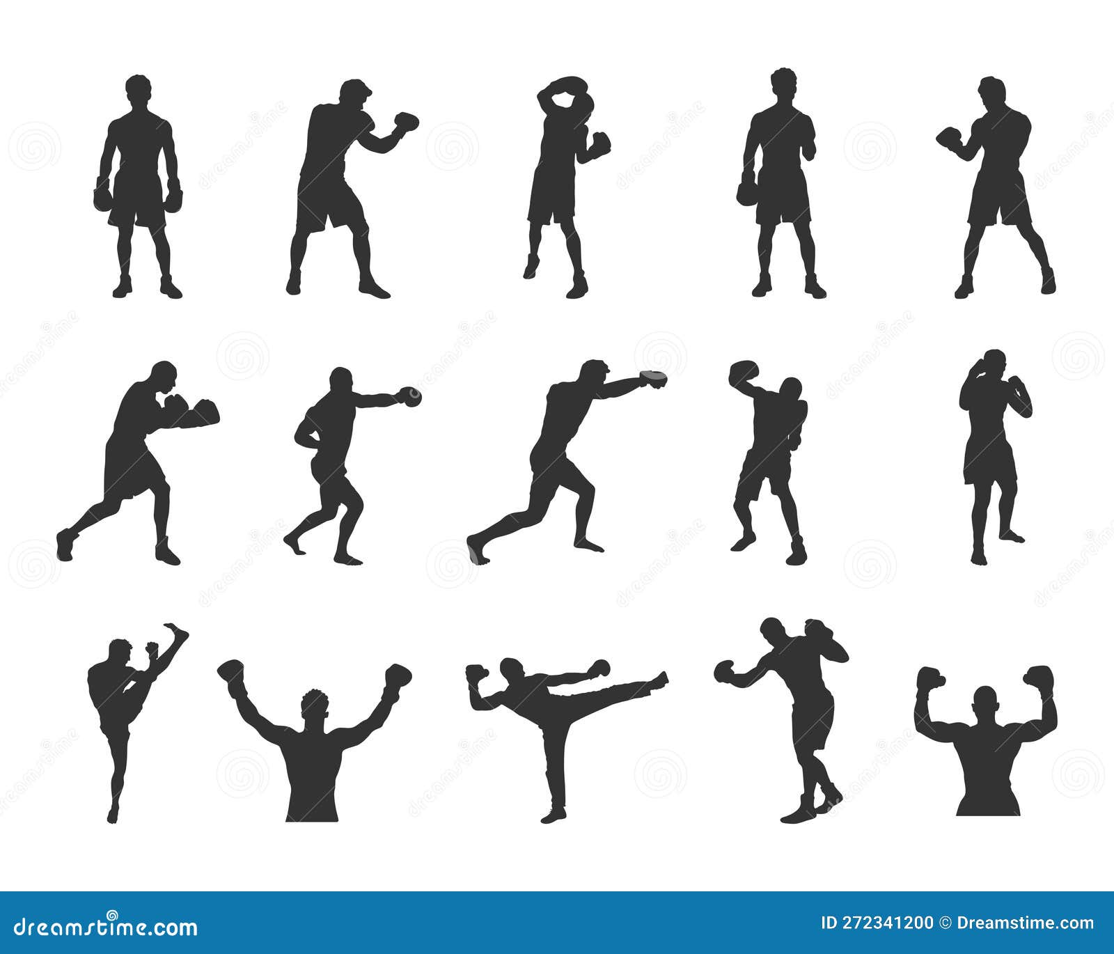 Boxing Silhouettes Boxing Silhouette Set Boxers Silhouettes Boxing ...