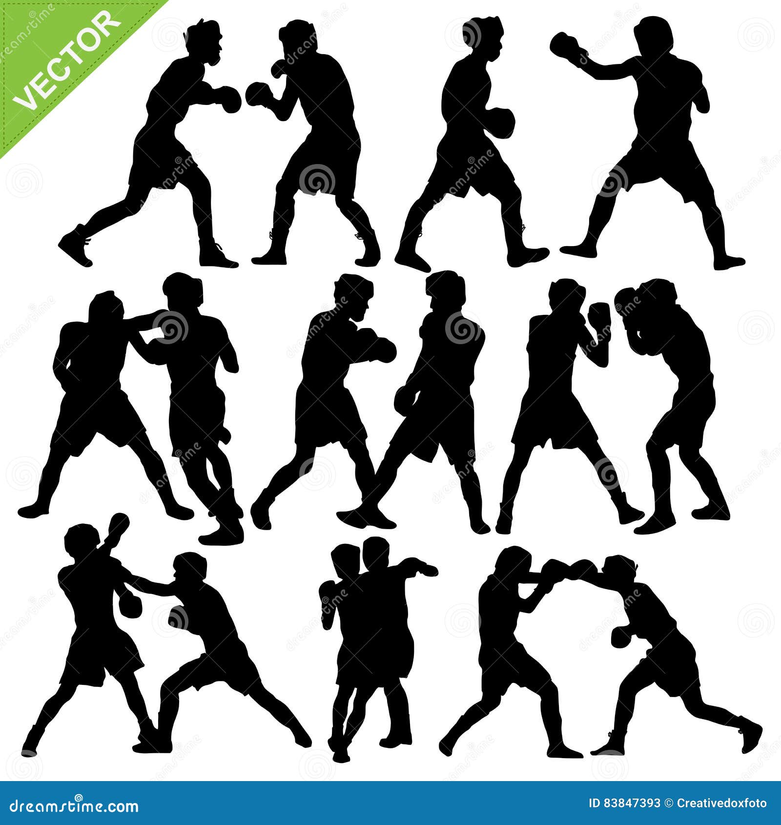 Boxing silhouettes vector stock vector. Illustration of graphic - 83847393