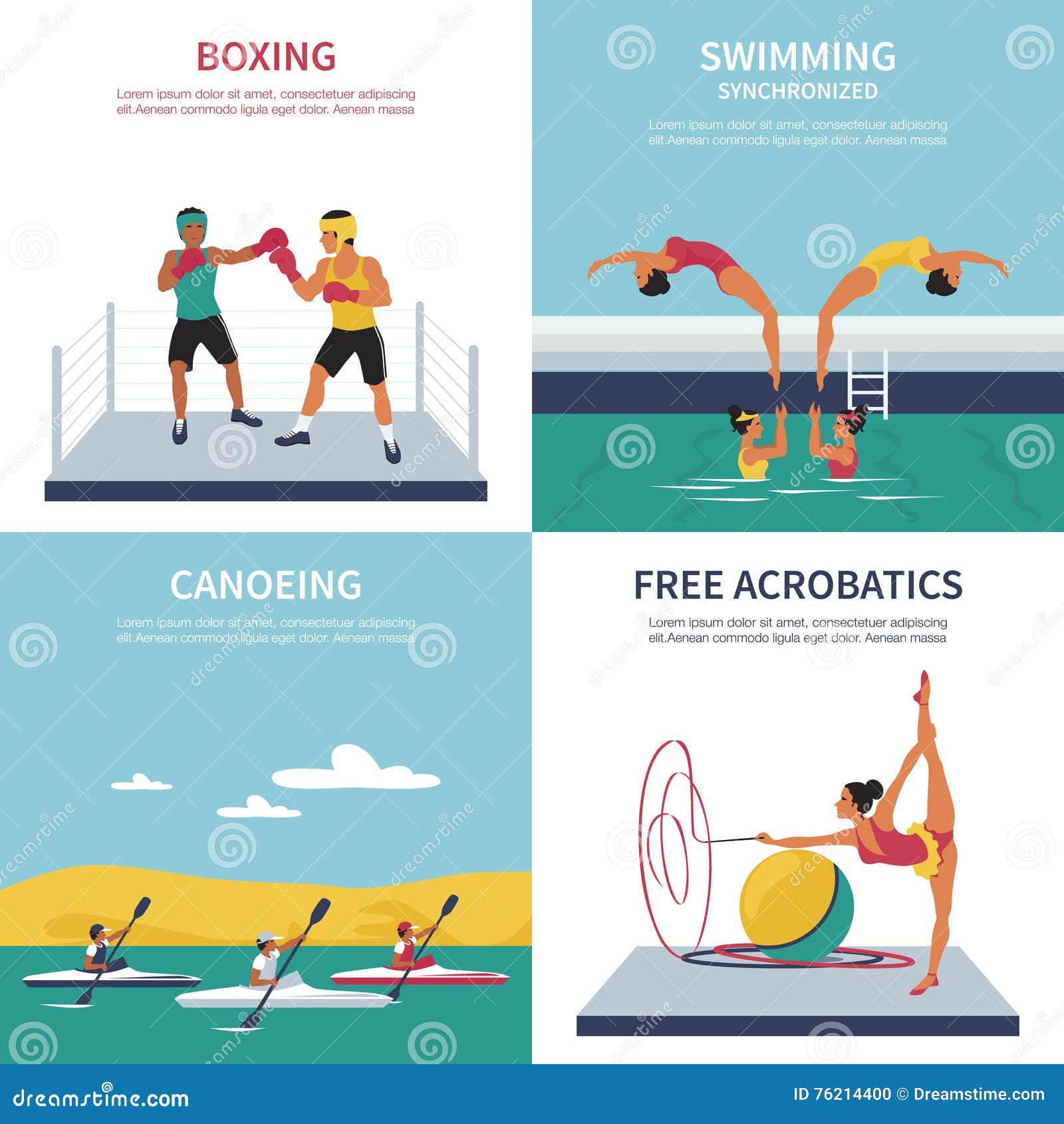 Boxing, Synchronized Swimming, Canoeing, Gymnastics. Stock Illustration ...