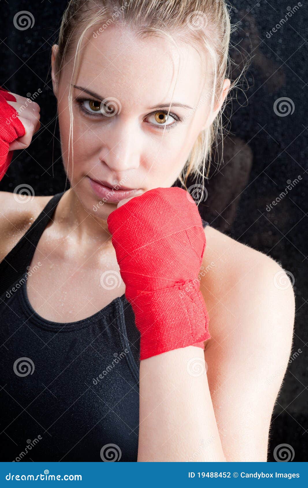 Boxing Training Blond Woman Sparring Stock Photo - Image of healthy ...