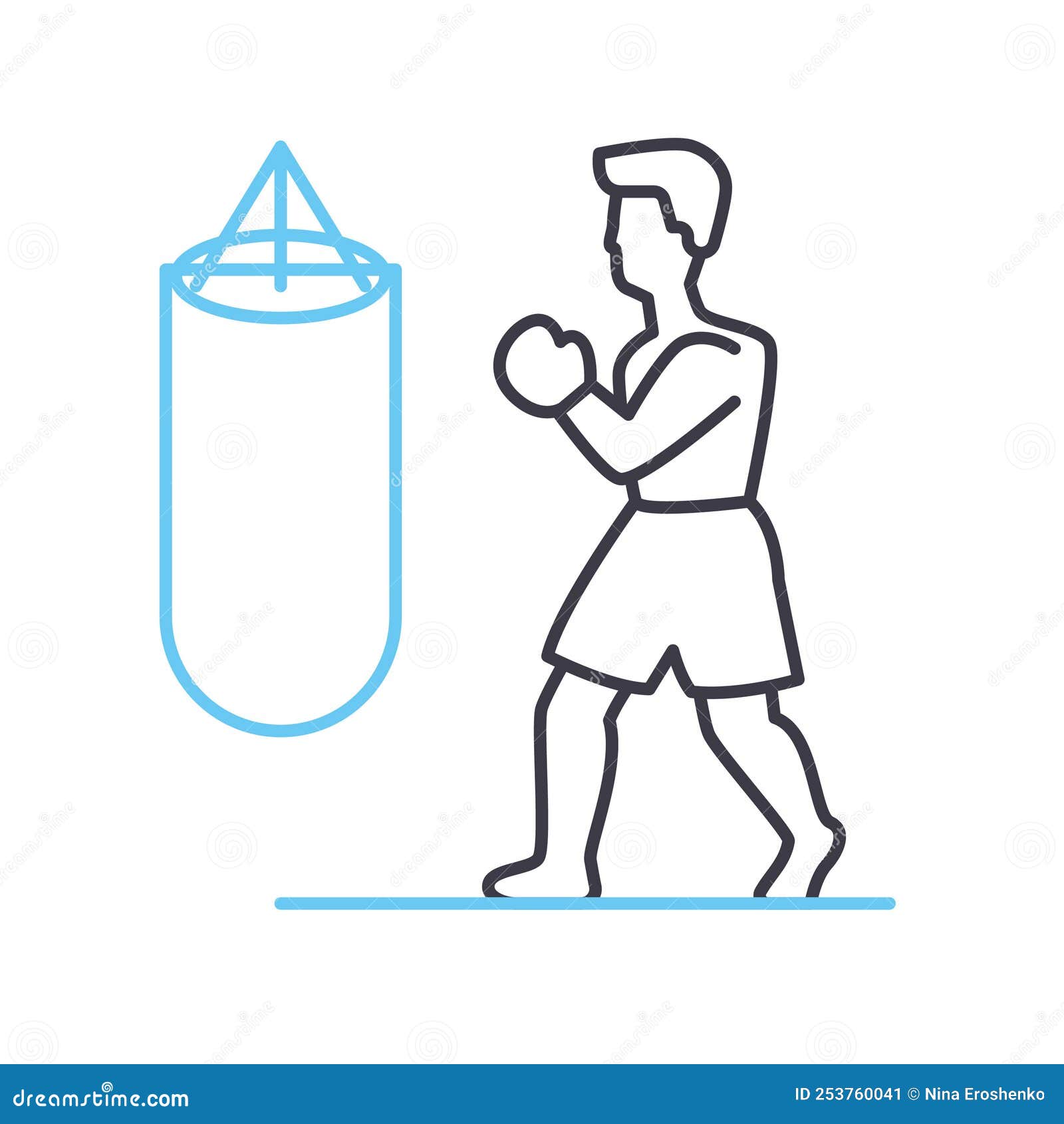 Boxing Training Line Icon, Outline Symbol, Vector Illustration, Concept ...