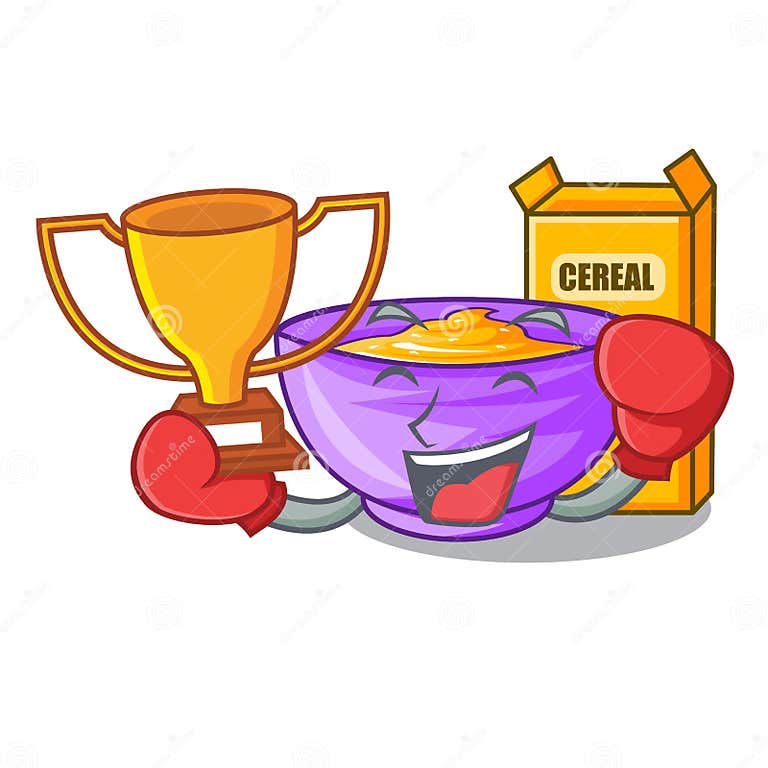 Boxing Winner Cereal Box Isolated With The Cartoons Stock Illustration