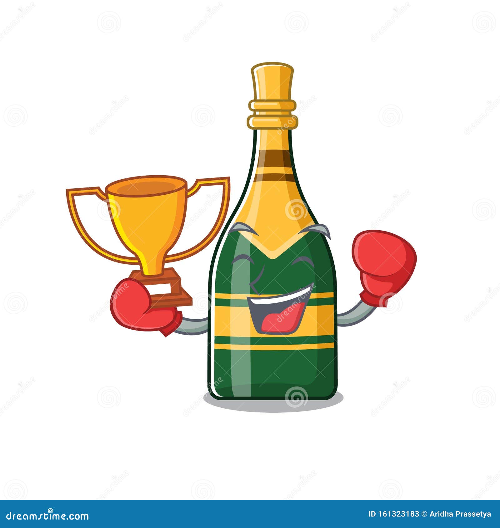 Boxing Winner Champagne Bottle in the Cartoon Shape Stock Vector ...