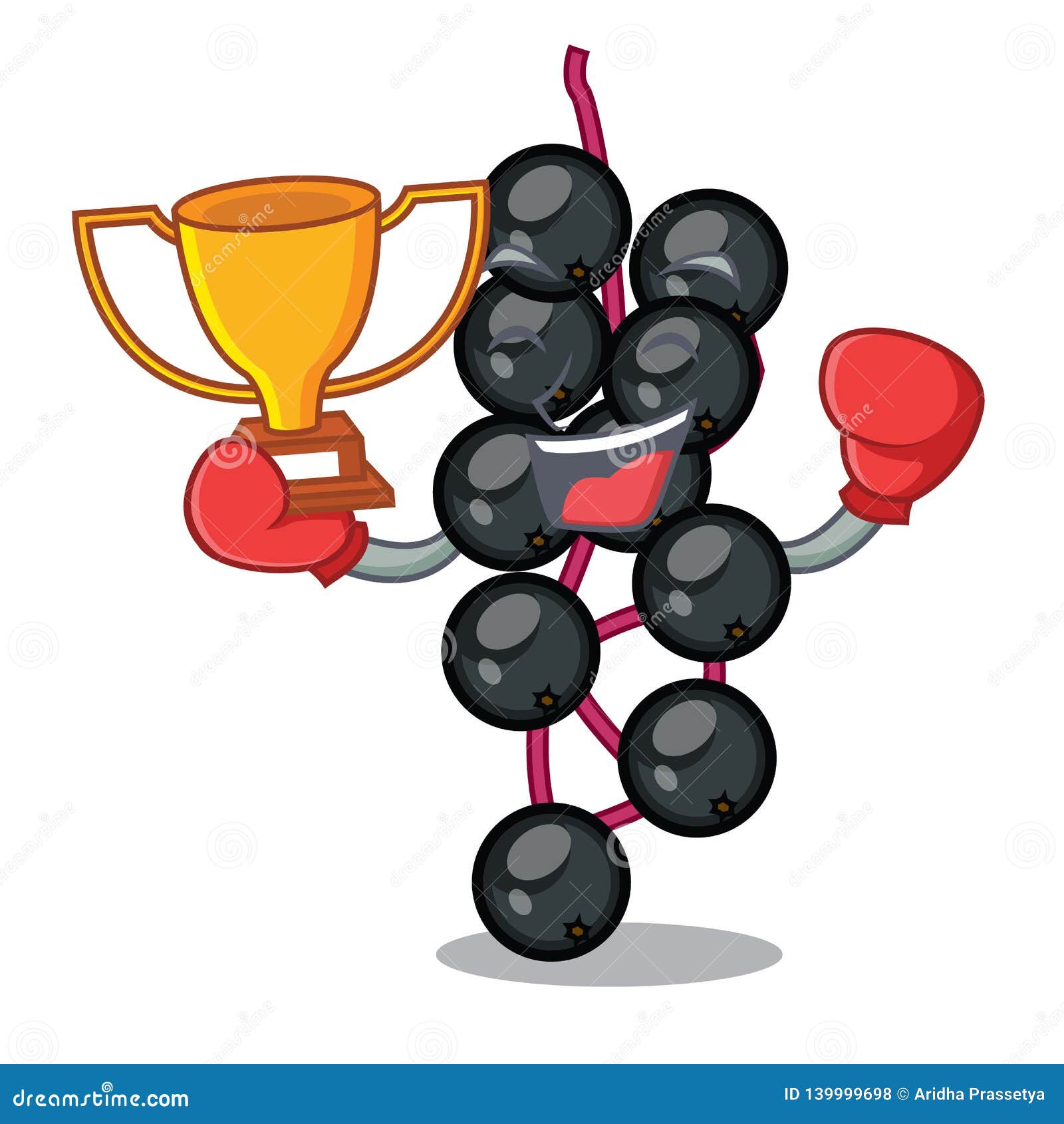 Boxing Winner Elderberry Fruit is Isolated with Characters Stock Vector ...