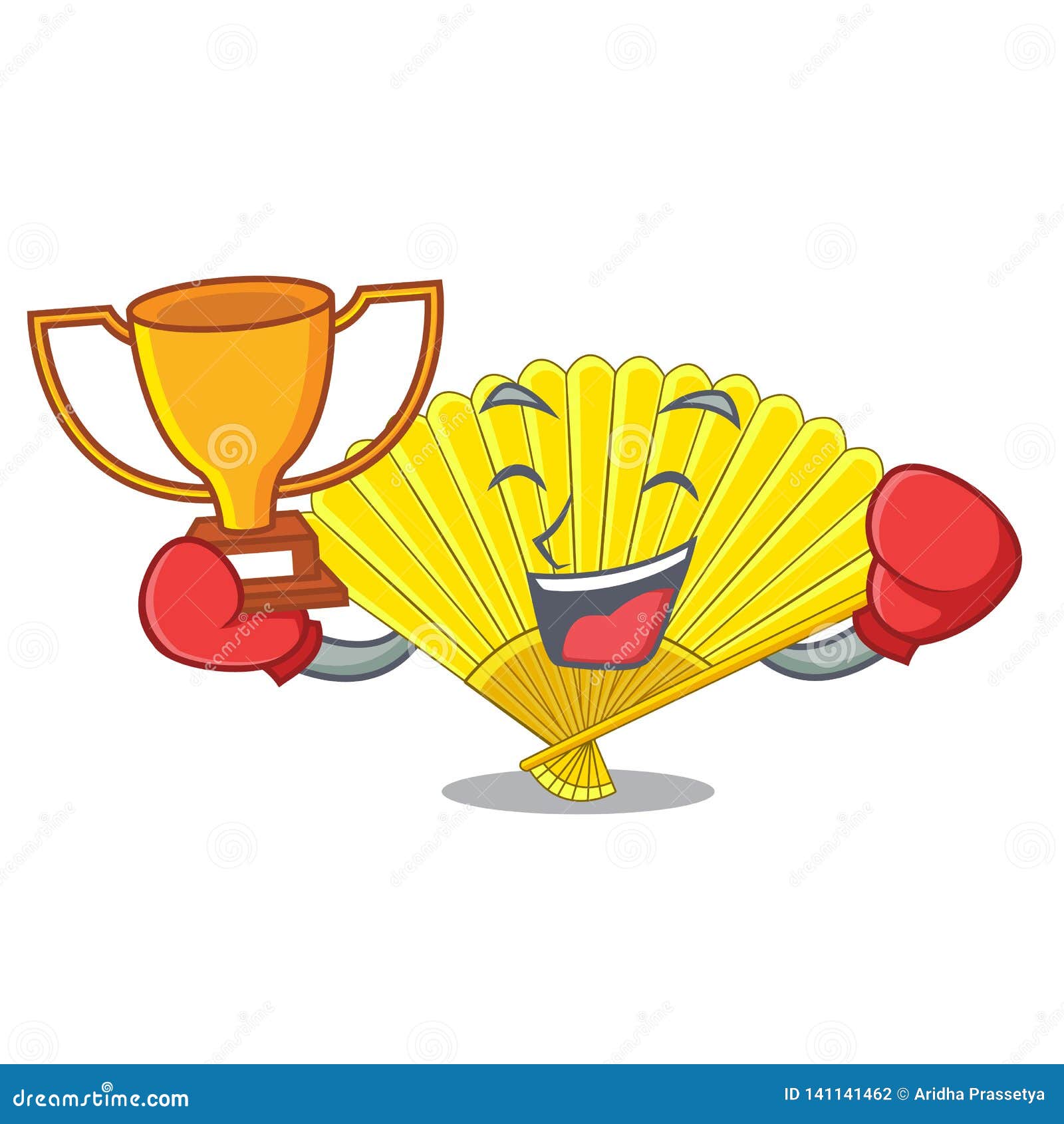 Boxing Winner Folding Fan Isolated with the Cartoon Stock Vector ...