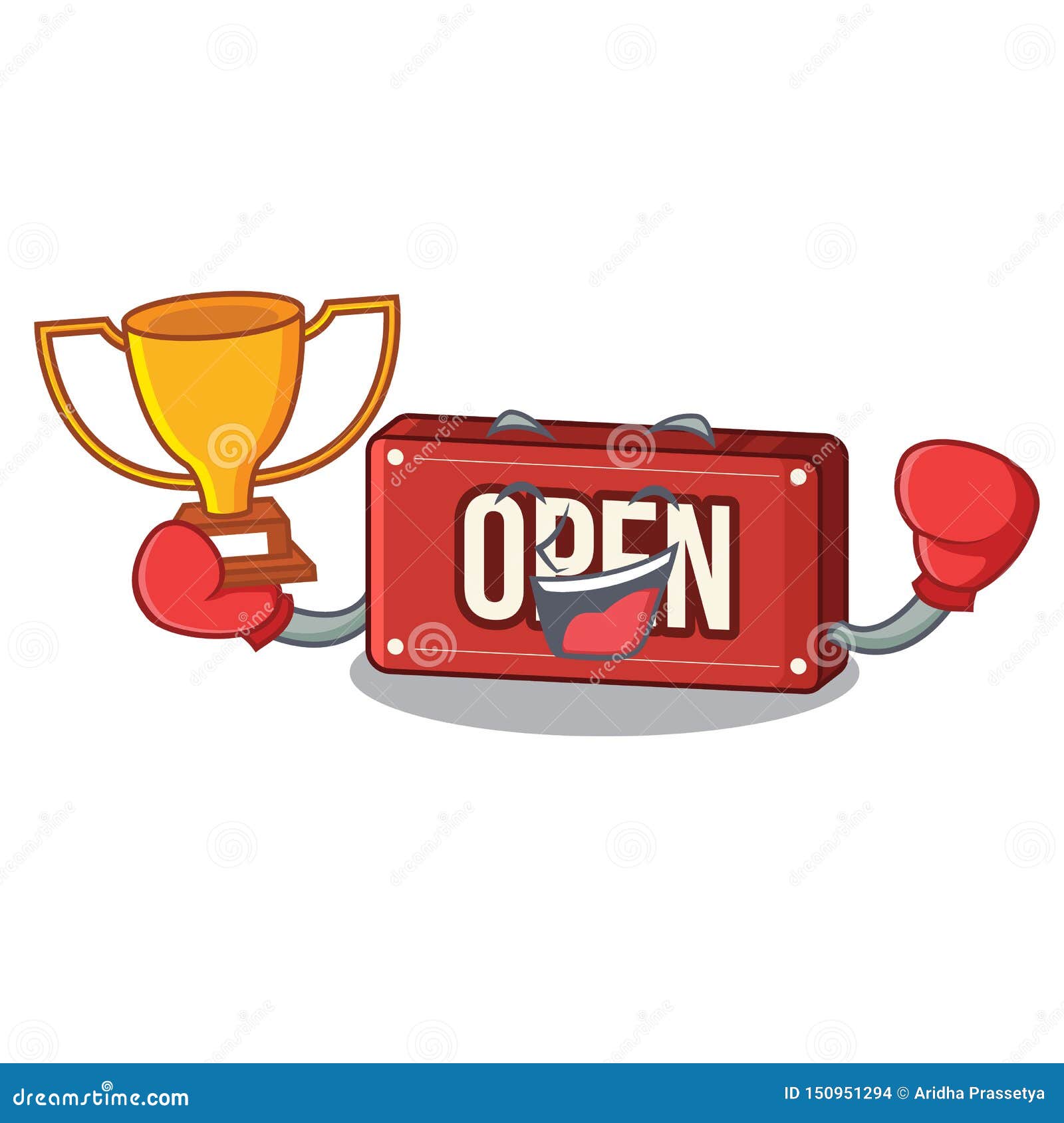 Boxing Winner Open Sign Above on Table Cartoon Stock Vector ...