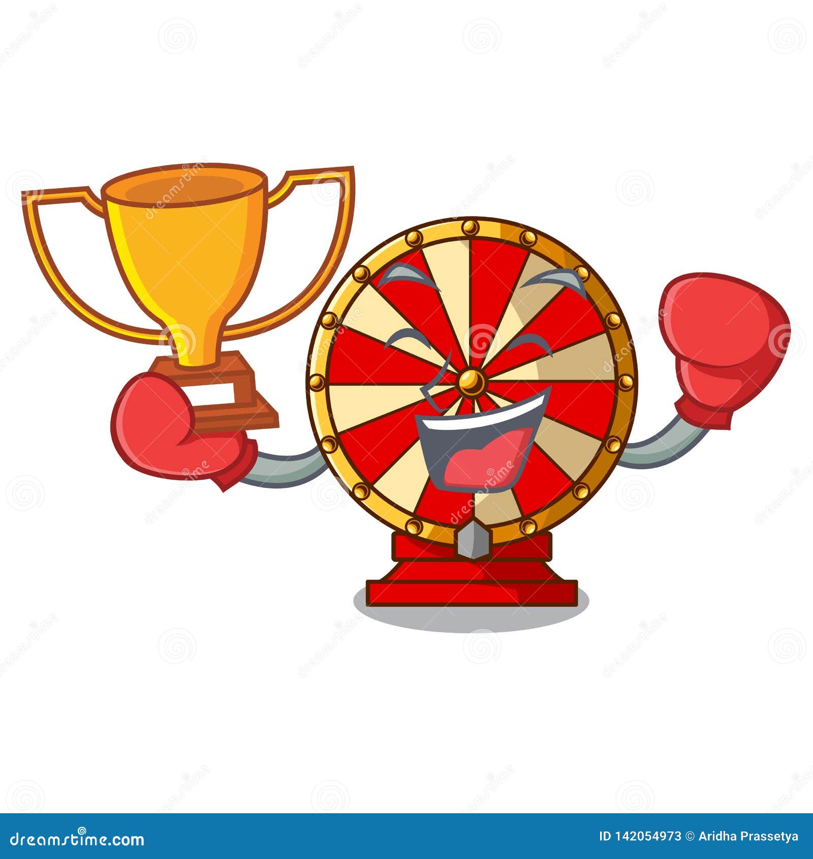Boxing Winner Spinning Wheel Attached the Cartoon Wall Stock Vector ...