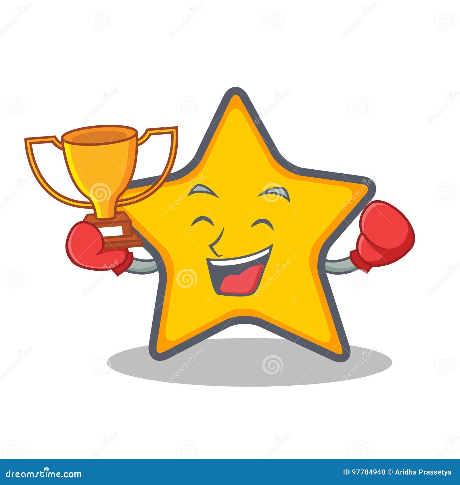 Boxing Winner Star Character Cartoon Style Stock Vector - Illustration ...
