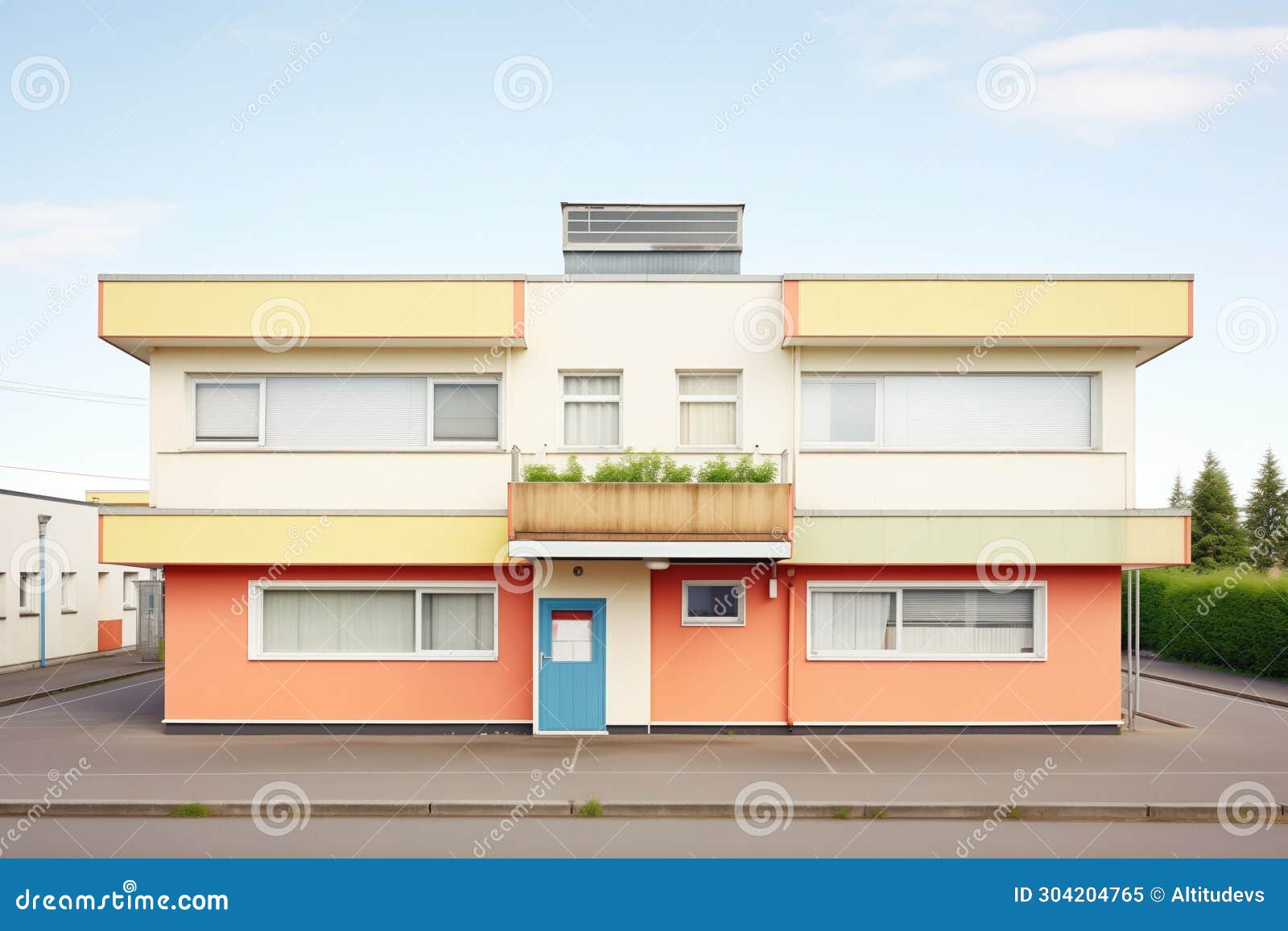 Boxshaped Building with Flat Roof, Daylight Stock Image - Image of ...