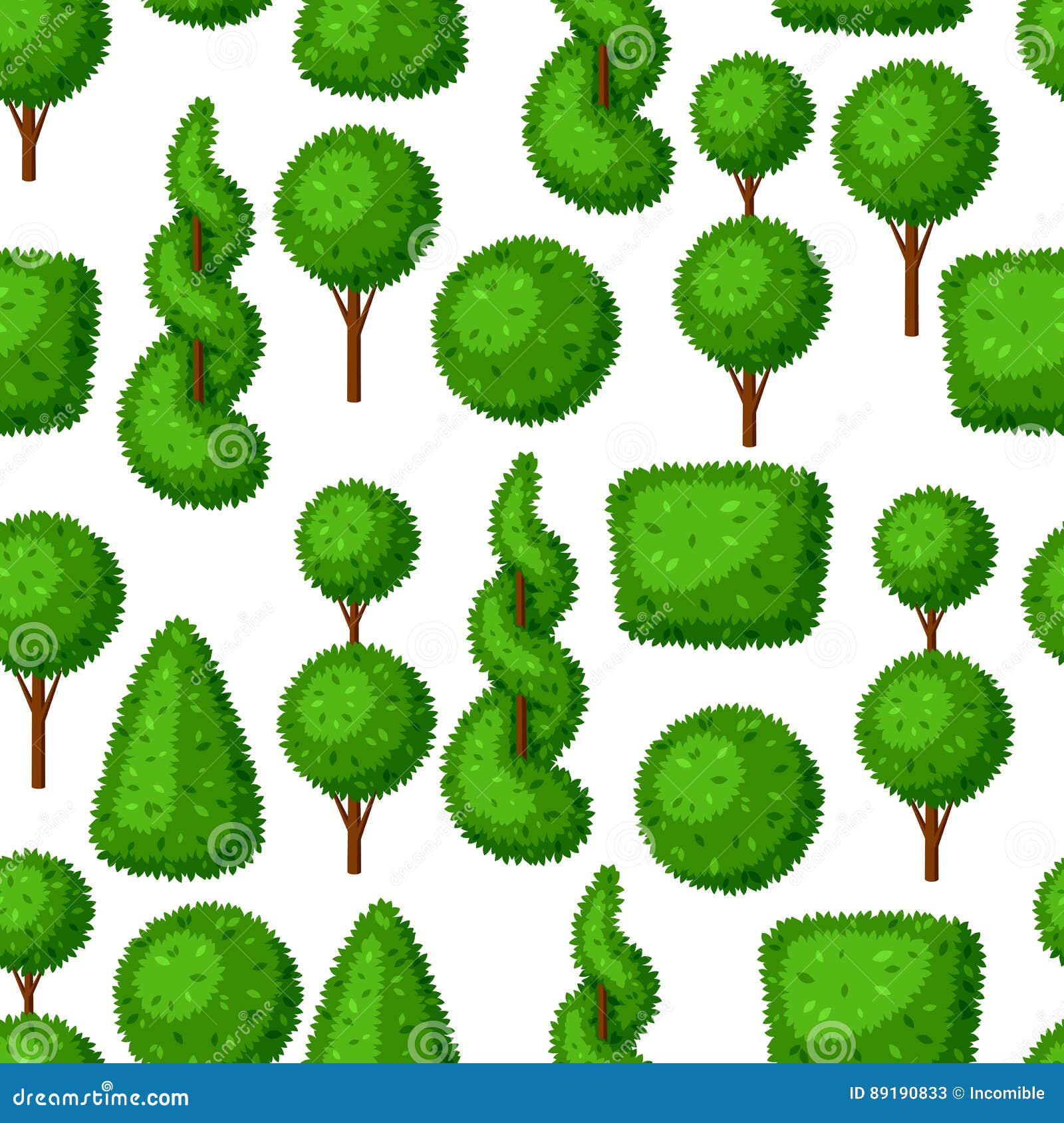 Boxwood Topiary Garden Plants. Seamless Pattern with Decorative Trees ...